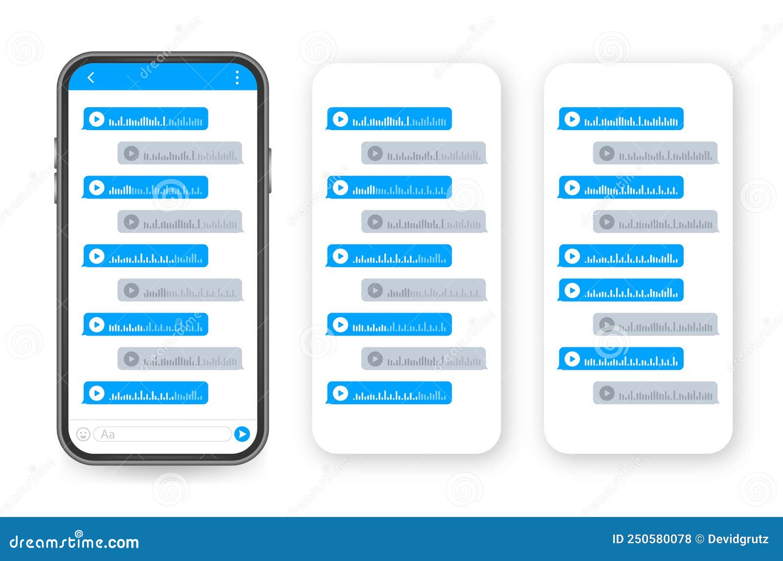 Voice, Record Audio Message, Speech Bubble. Messenger Chat Screen ...
