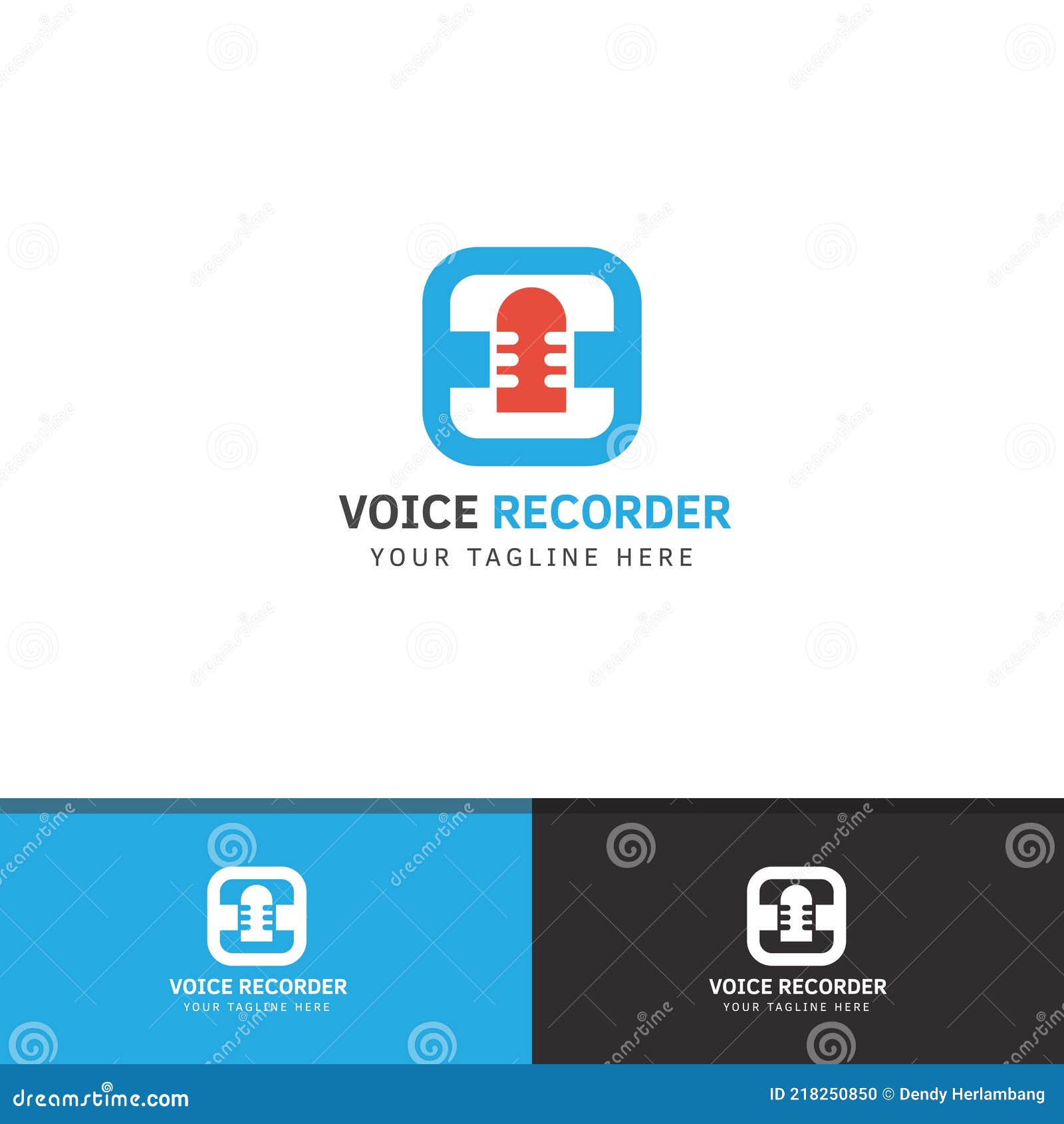 Voice Recorder Application Logo Design Concept with Microphone Symbol ...