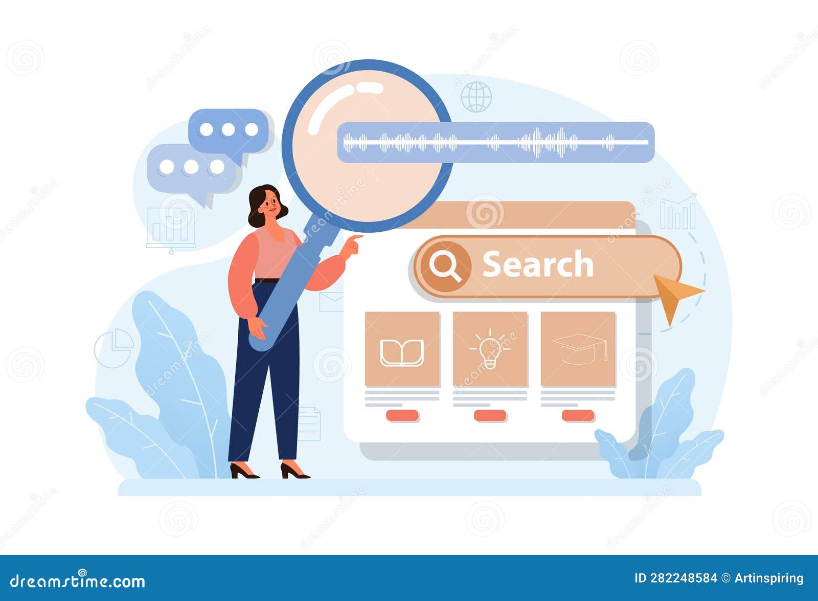 Voice Search. Artificial Intelligence Virtual Assistant. Character ...