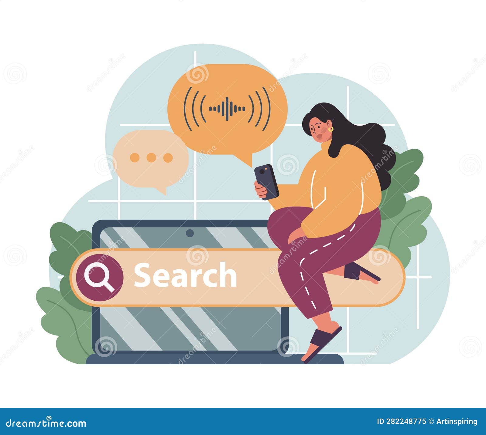 Voice Search. Artificial Intelligence Virtual Assistant. Character ...