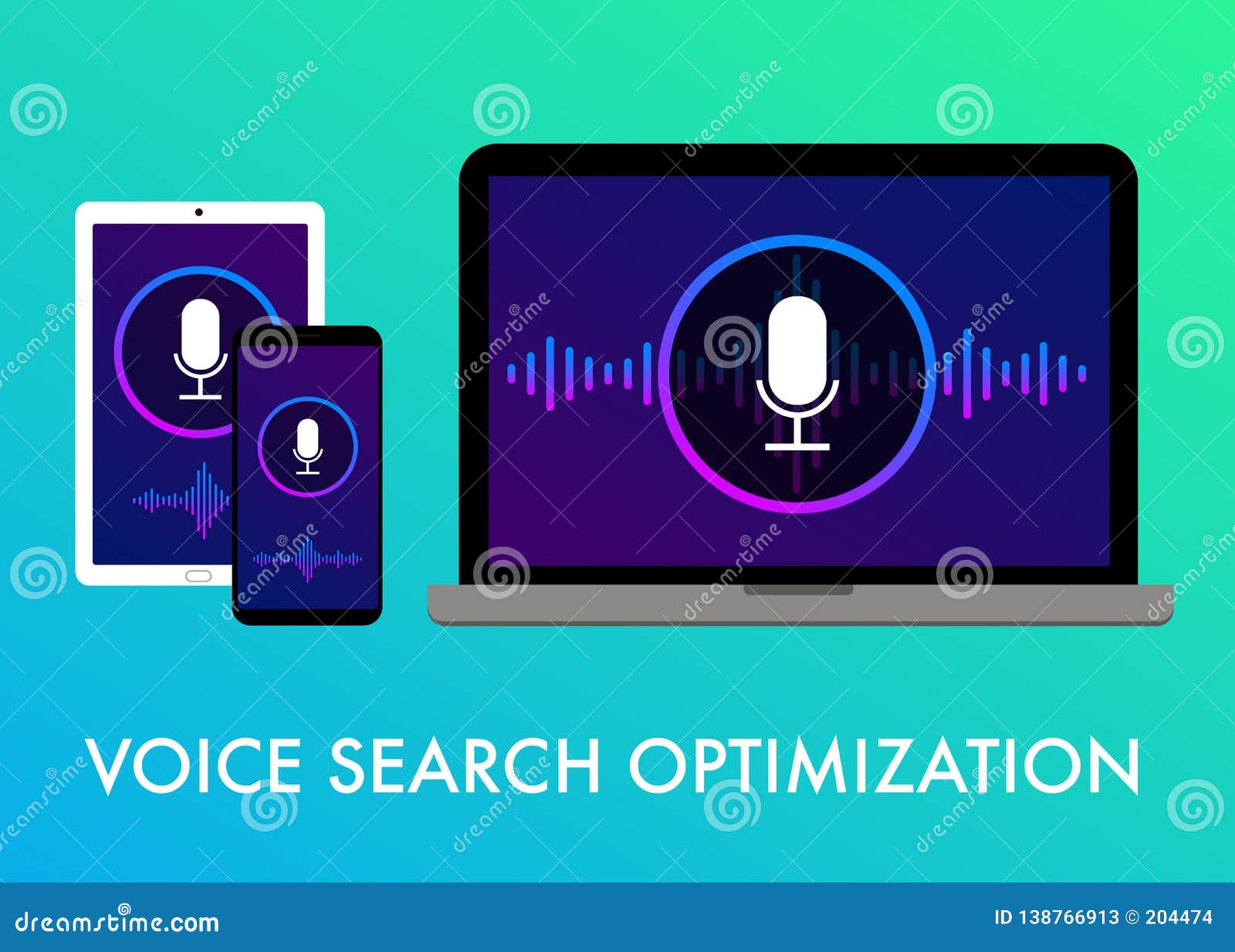 Voice Search Optimization Flat Vector Banner Illustration and Icons ...