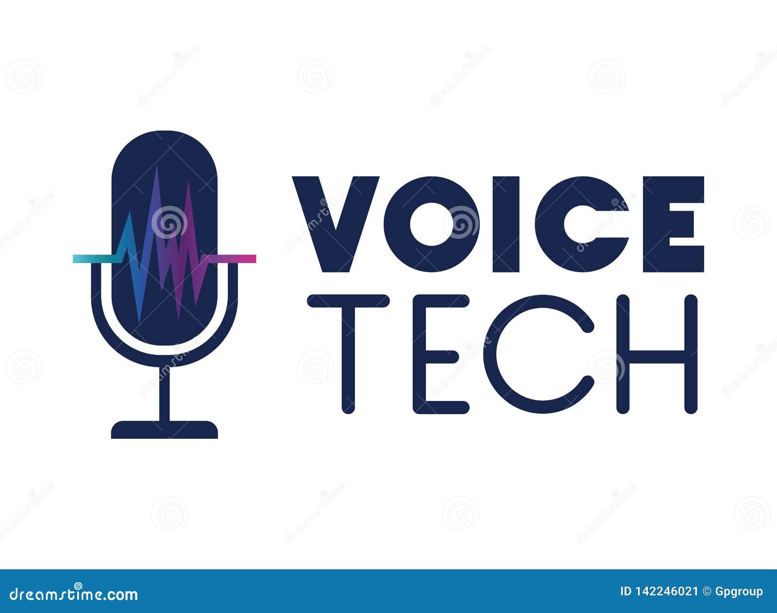 Voice Tech Label with Microphone and Sound Wave Stock Vector ...