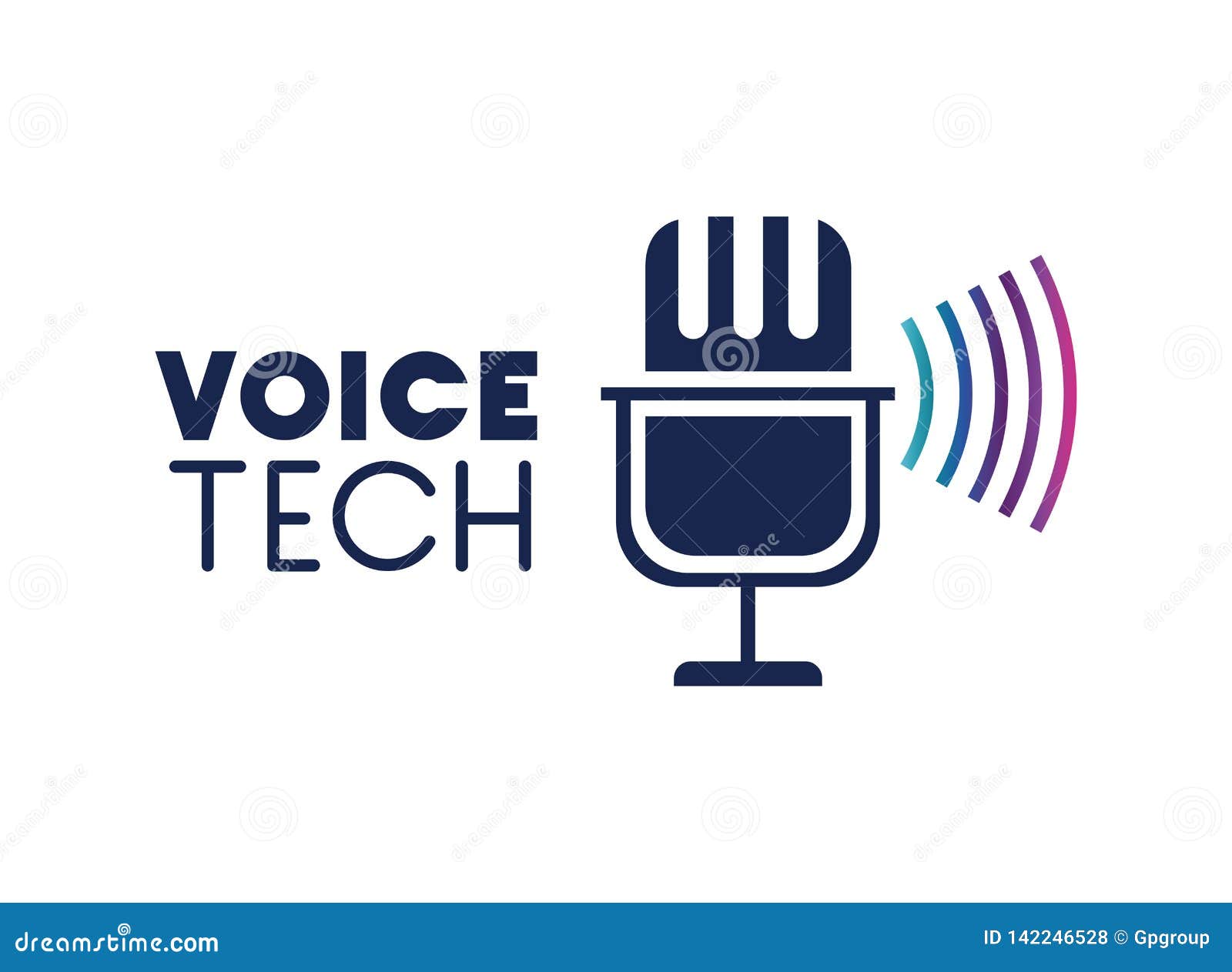 Voice Tech Label with Microphone and Sound Wave Stock Vector ...