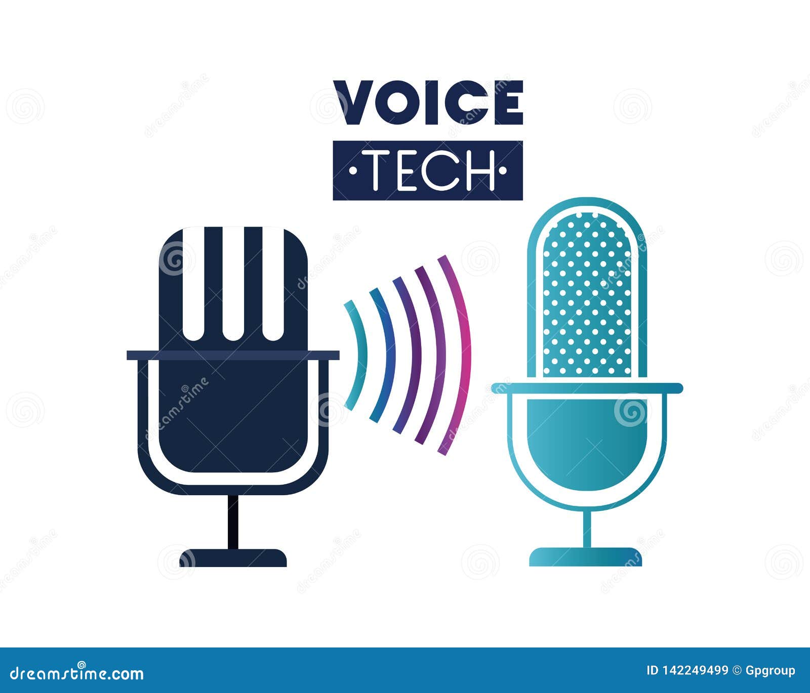 Voice Tech Label with Microphone and Sound Wave Stock Vector ...
