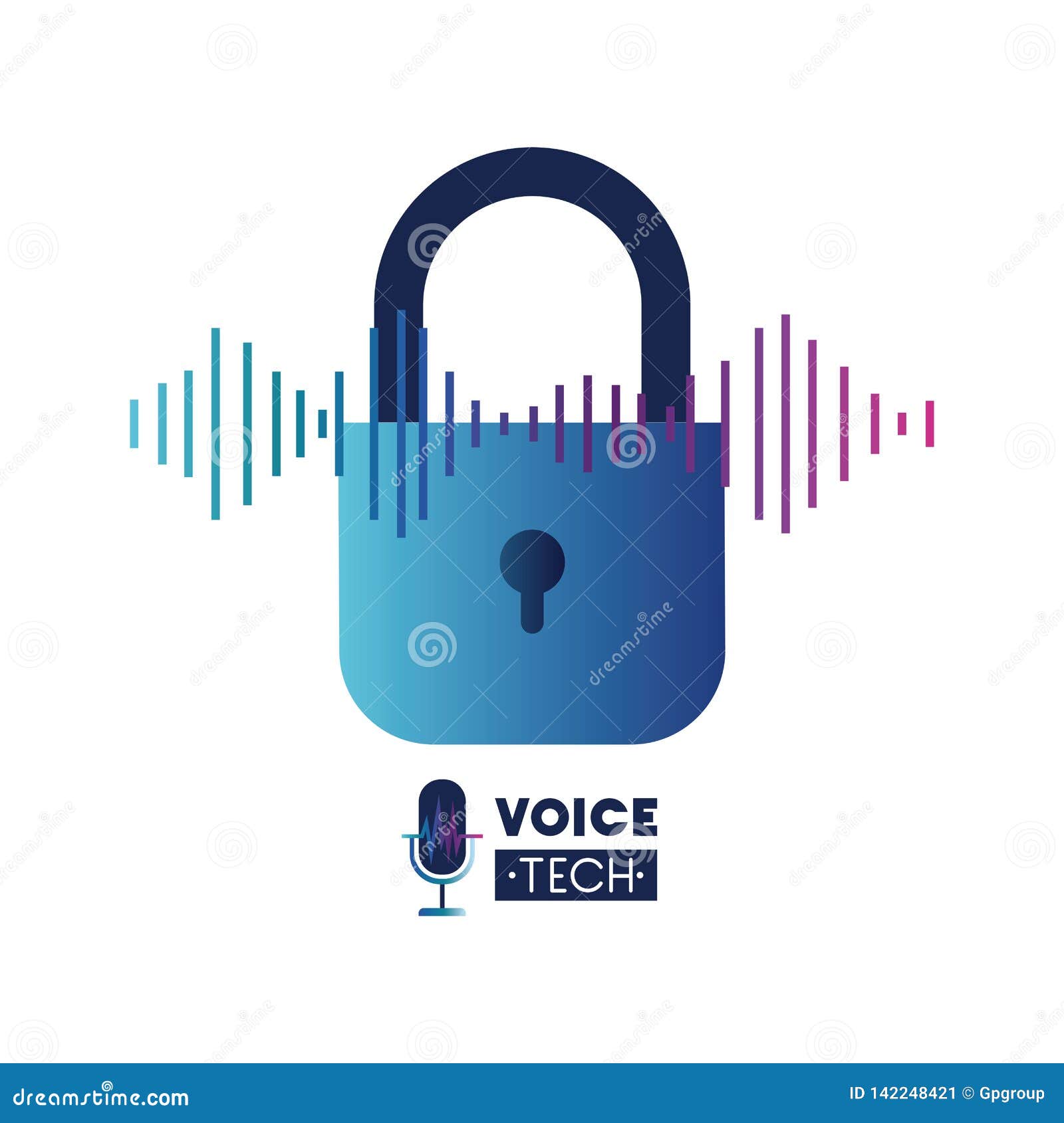 Voice Tech Label with Security Padlock Stock Vector - Illustration of ...