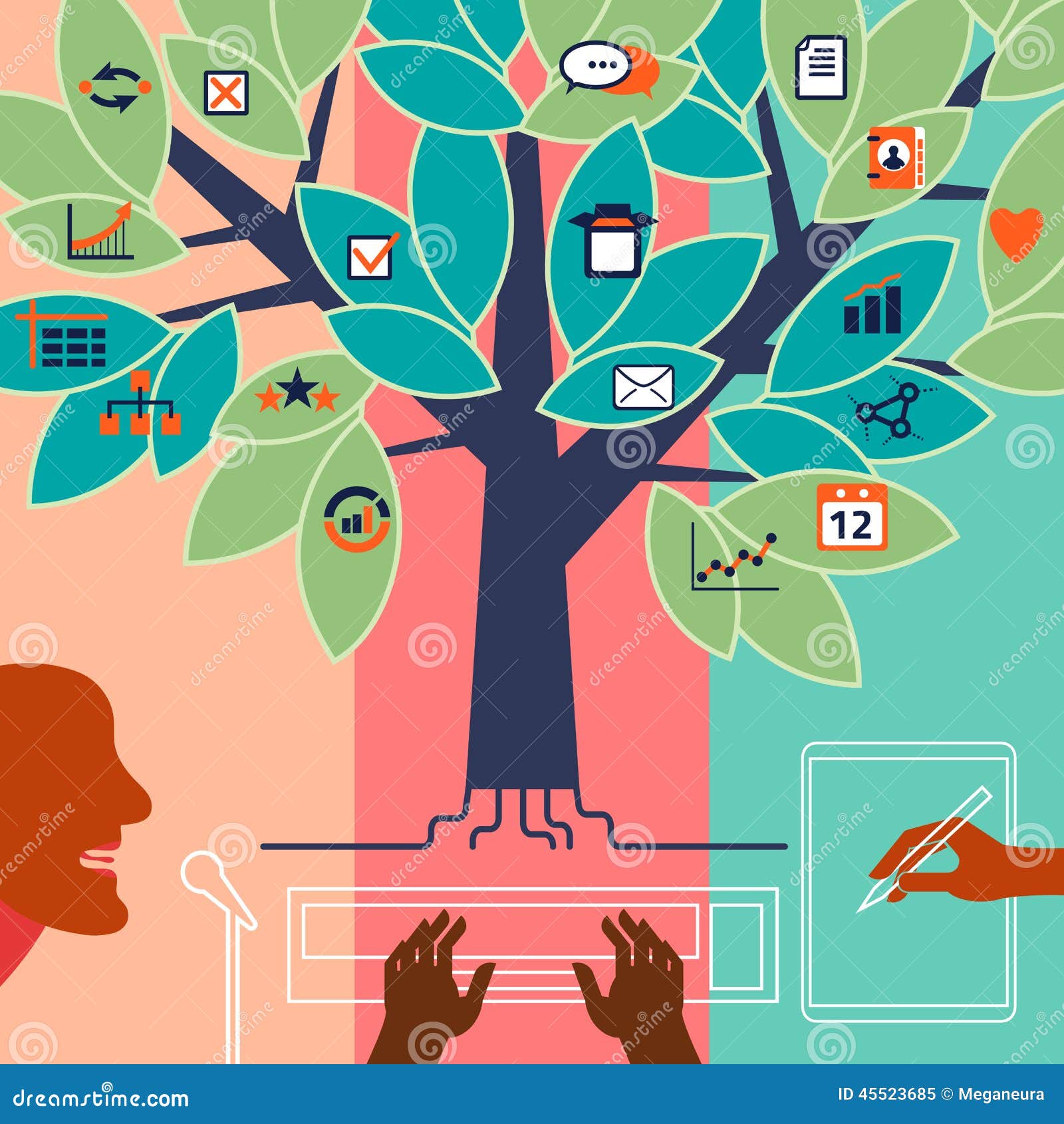 Voice, Text, Manual Data Input. Concept Illustration Cartoon Vector ...