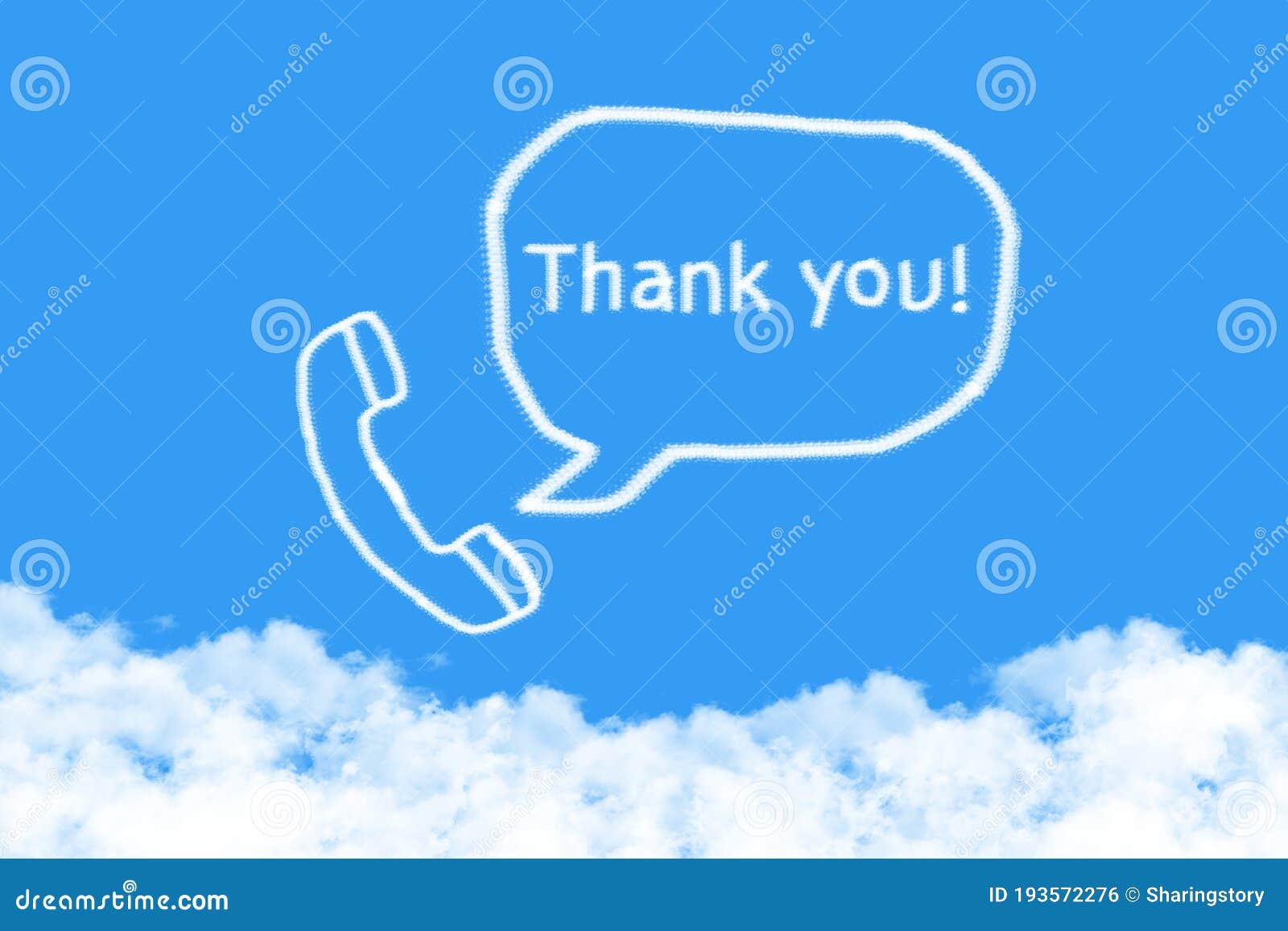 Voice Thank You from Phone Cloud Shape Stock Photo - Image of speech ...