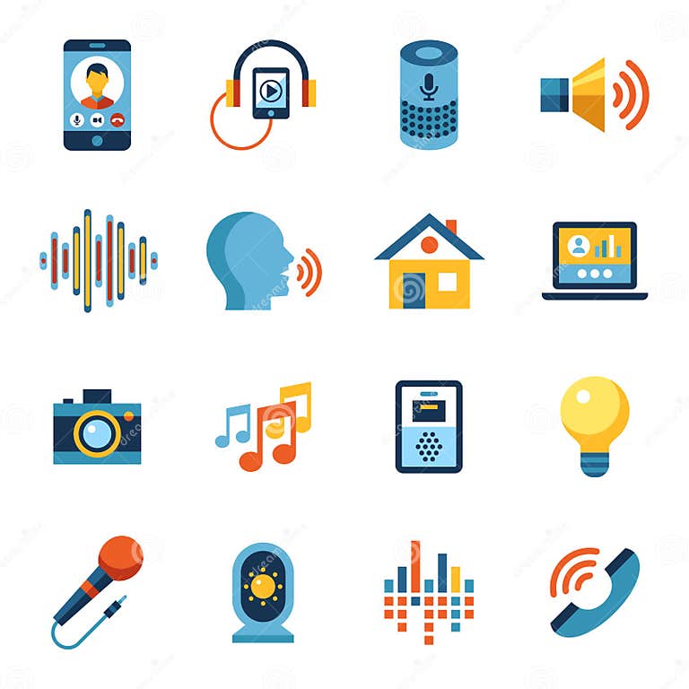 Voice User Interface Icon Set Stock Illustration - Illustration of data ...