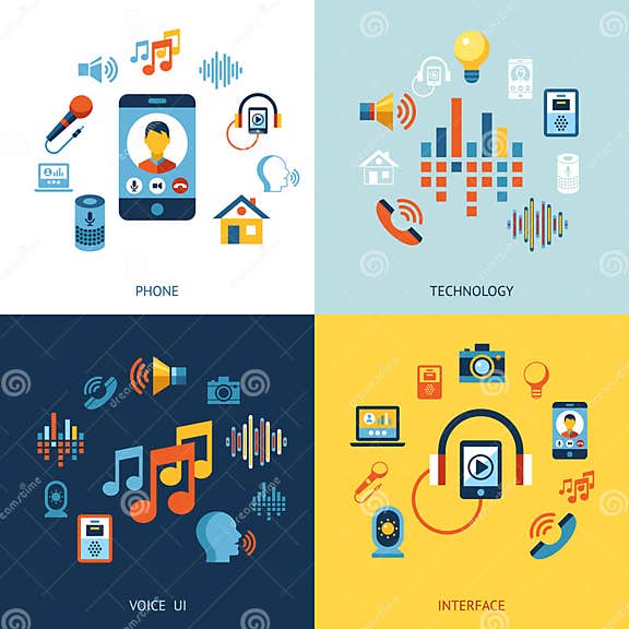 Voice User Interface Icon Set Stock Illustration - Illustration of ...