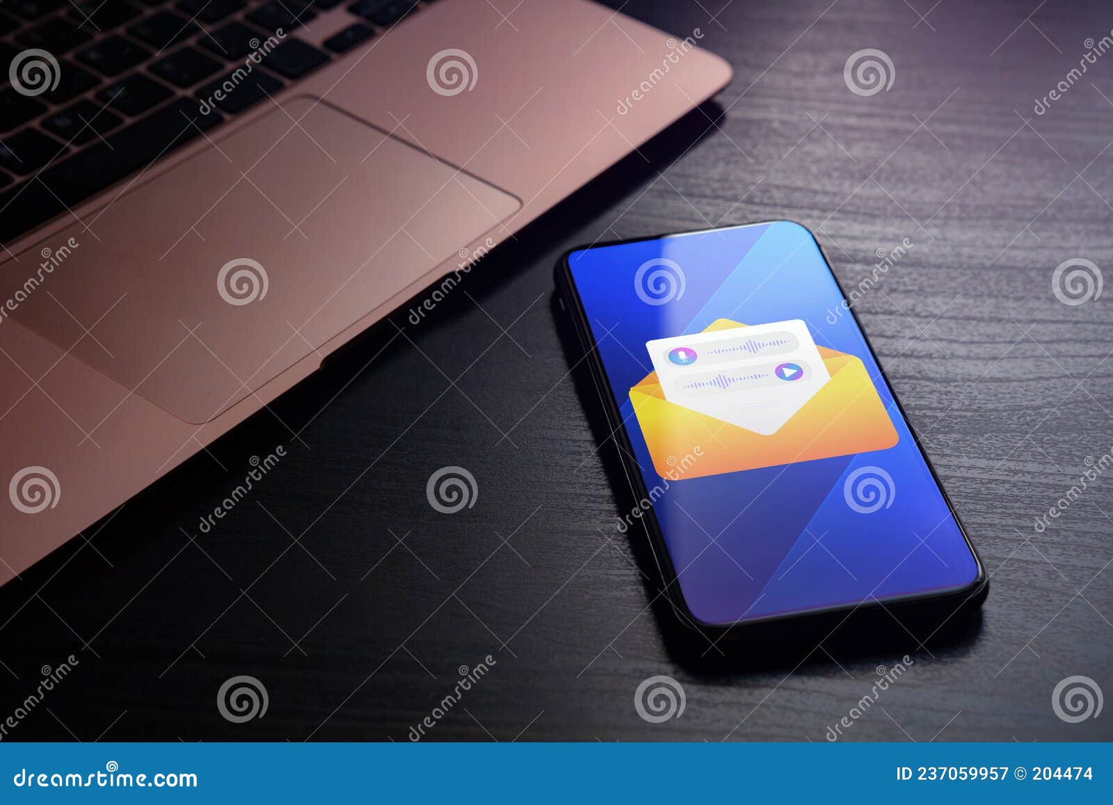 Voicemail Concept. Push Notification with Voice Email Message Stock ...
