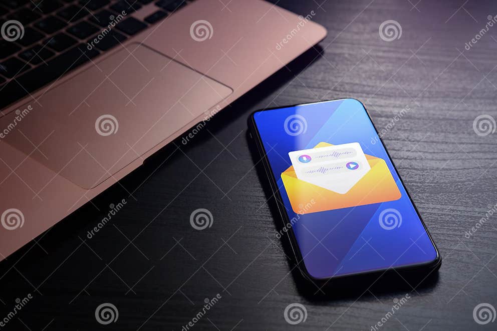 Voicemail Concept. Push Notification with Voice Email Message Stock ...