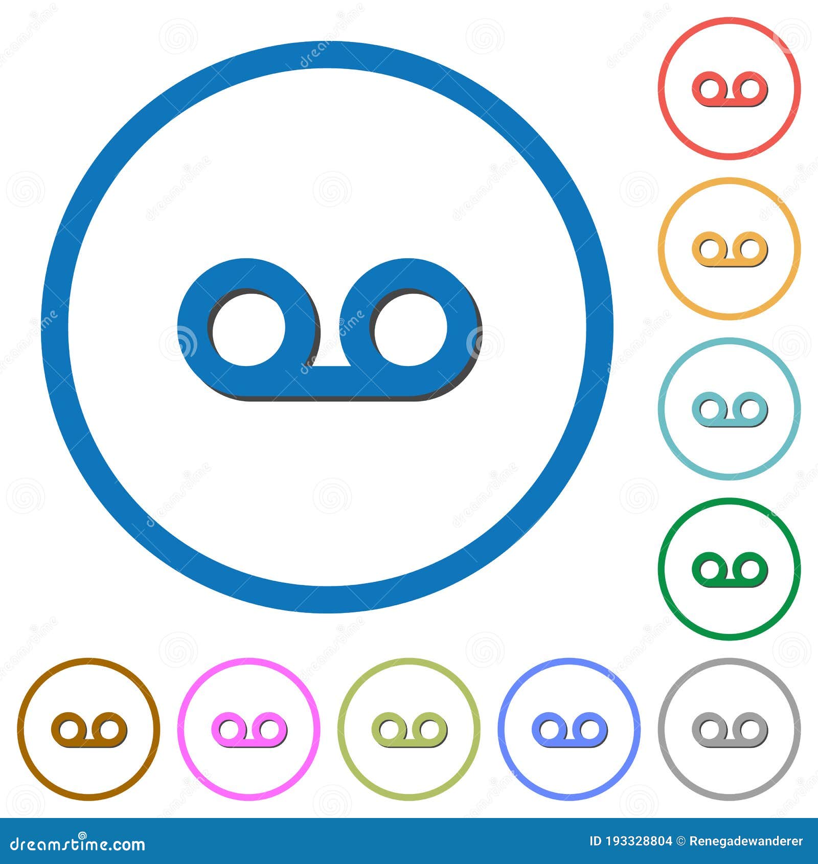 Voicemail White Icons On Edged Square Buttons Cartoon Vector ...