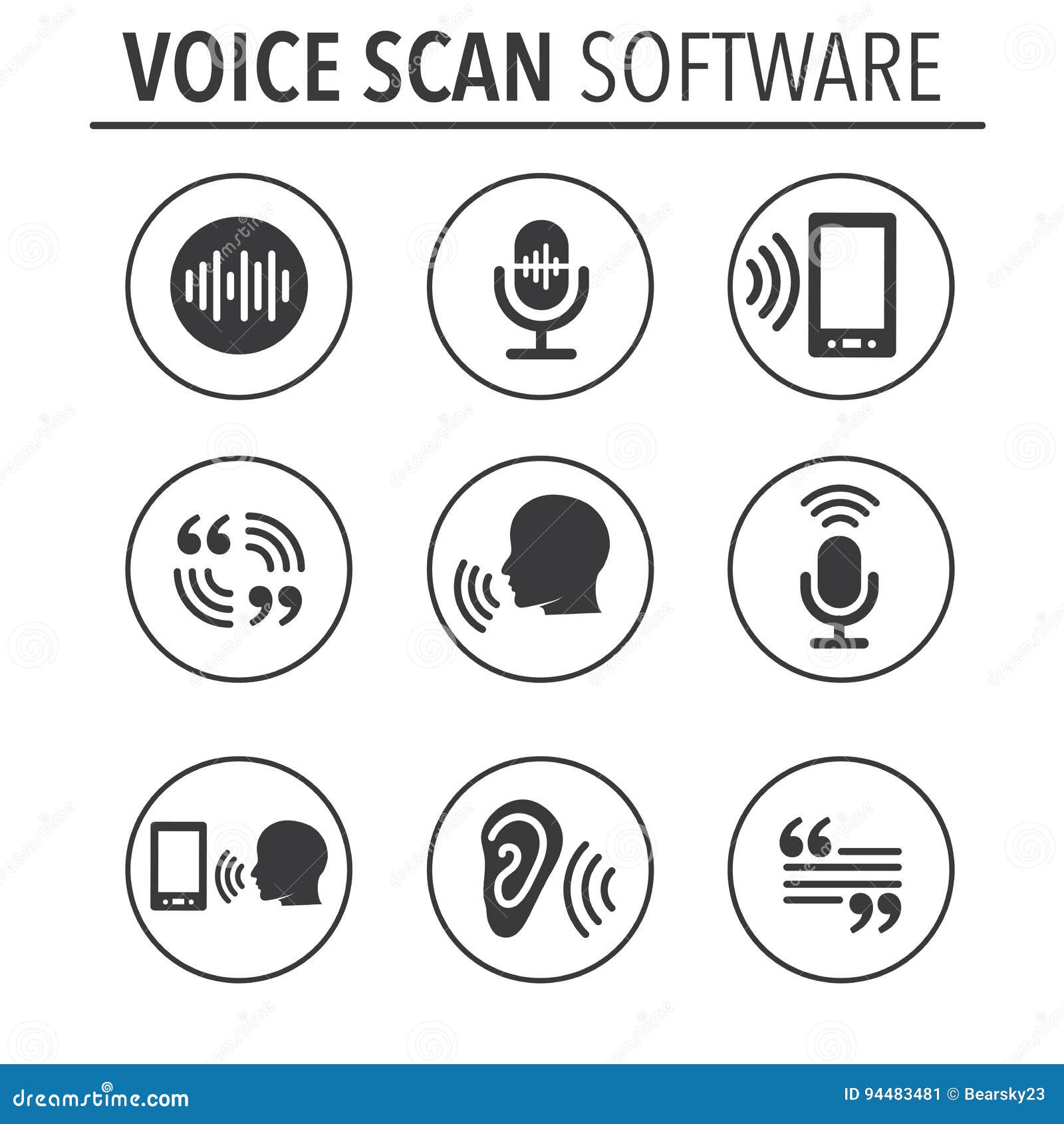 Voiceover or Voice Command Icon with Sound Wave Images Stock Vector ...