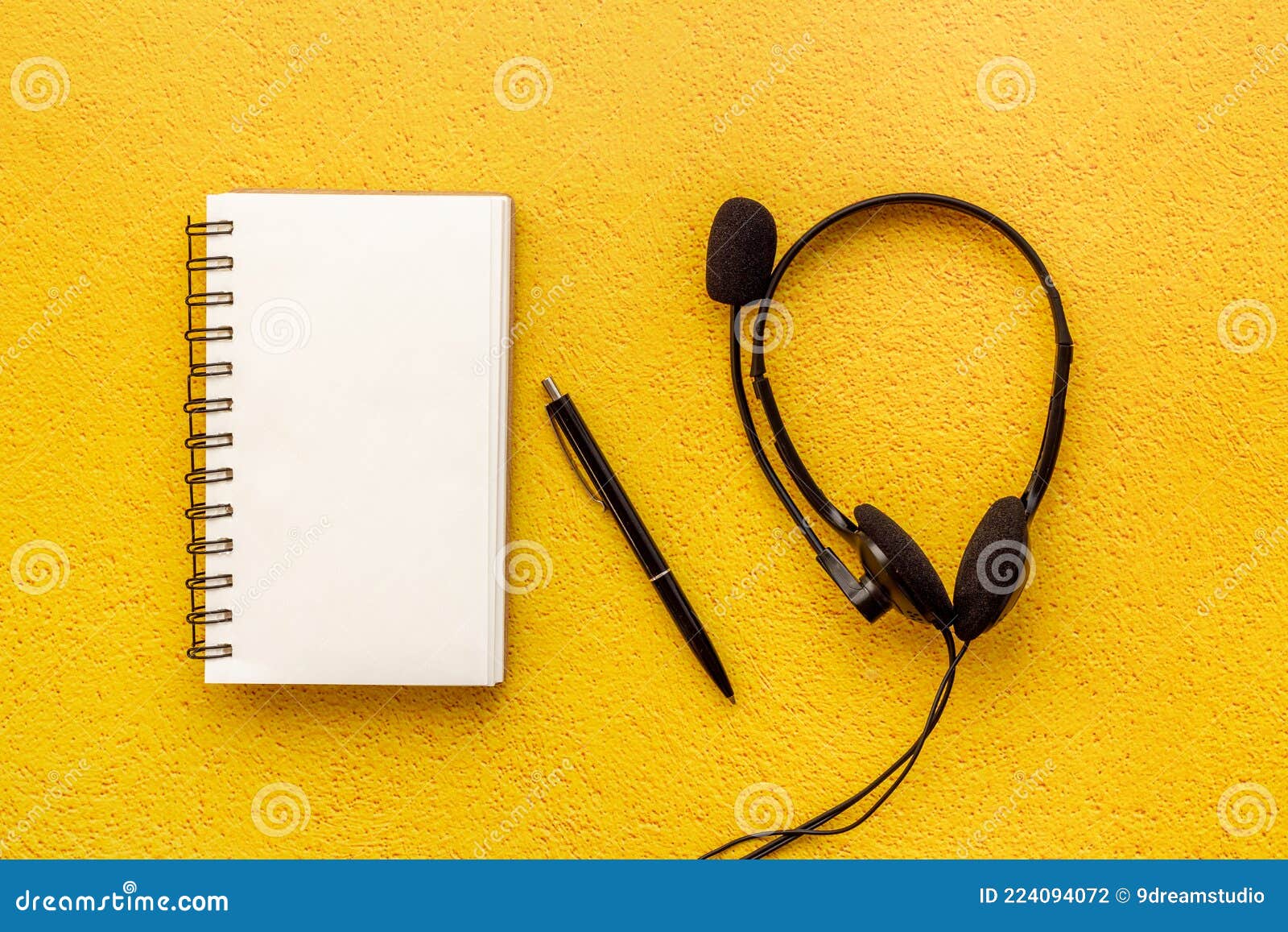 Voip Headset on Office Desk. Call Center Support or Customer Service ...