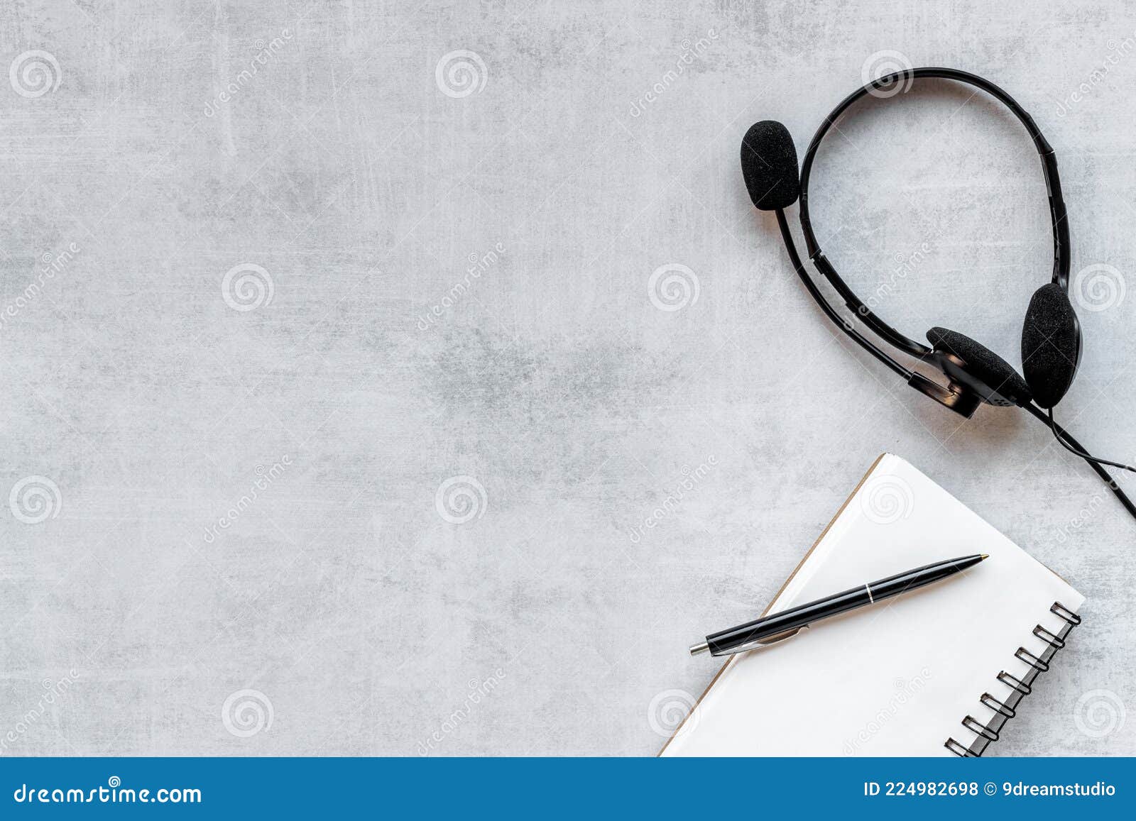 Voip Headset on Office Desk. Call Center Support or Customer Service ...