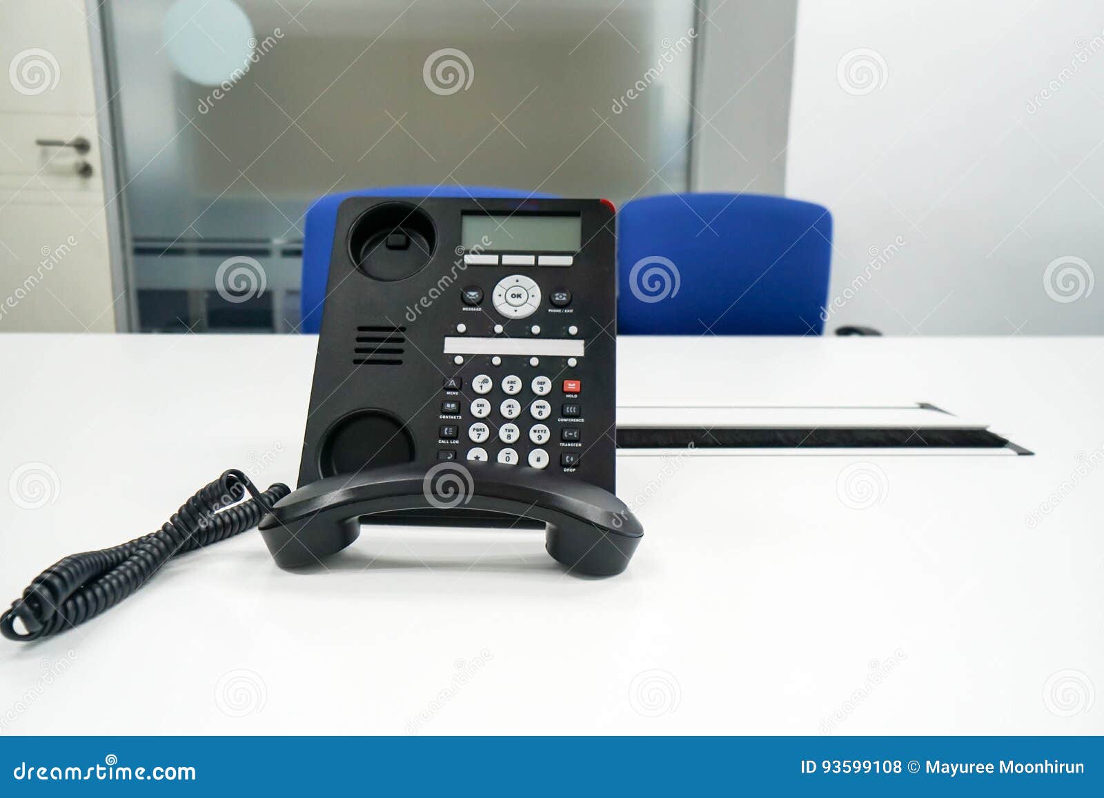 Voip IP Phone on Table in Boardroom for Management Meeting Stock Photo ...