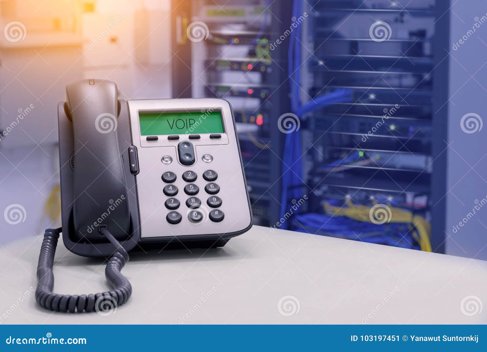 VOIP Phone IP Phone in Data Center Room Stock Image - Image of system ...