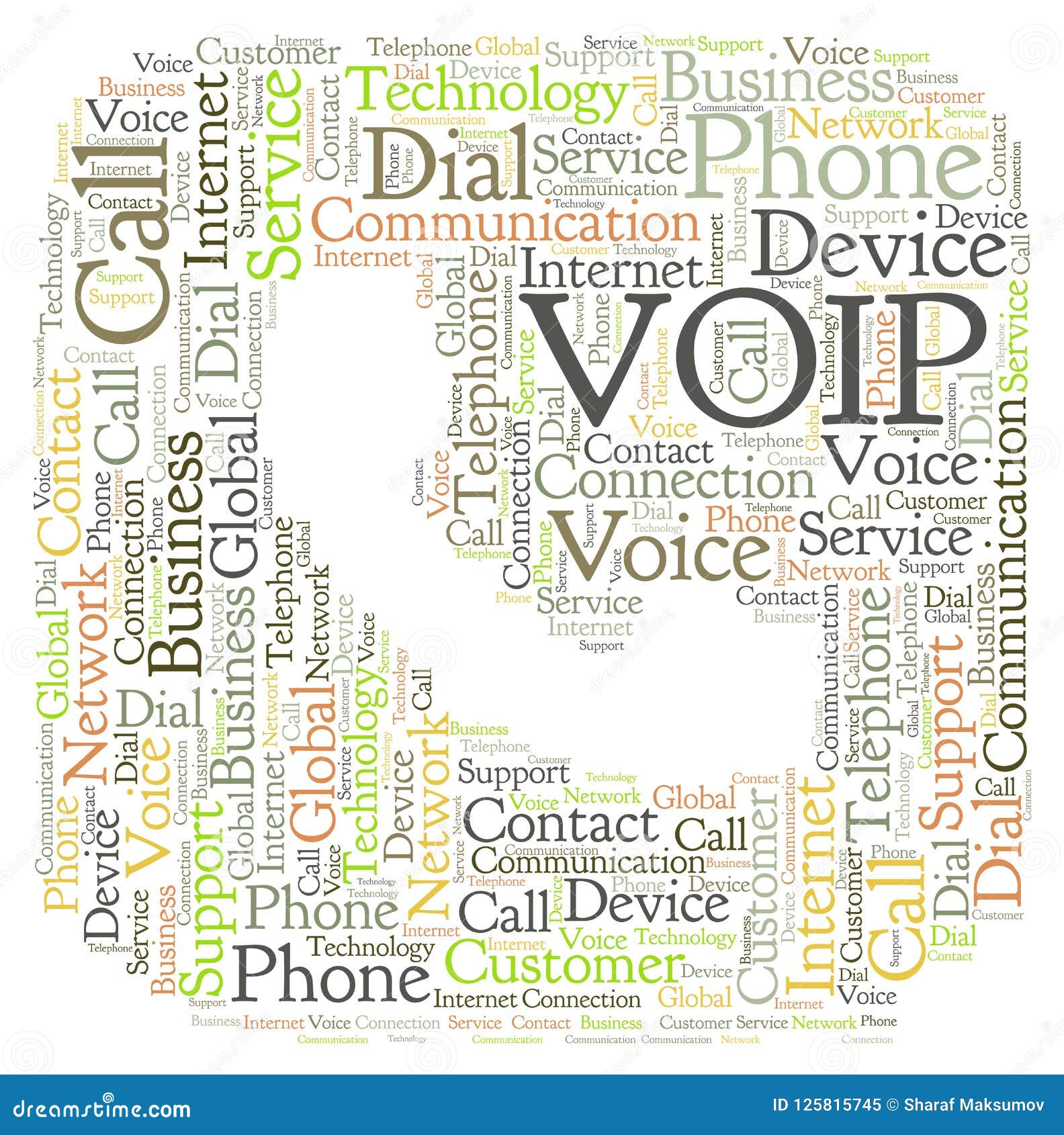 VOIP in a Shape of Phone Word Cloud. Stock Illustration - Illustration ...