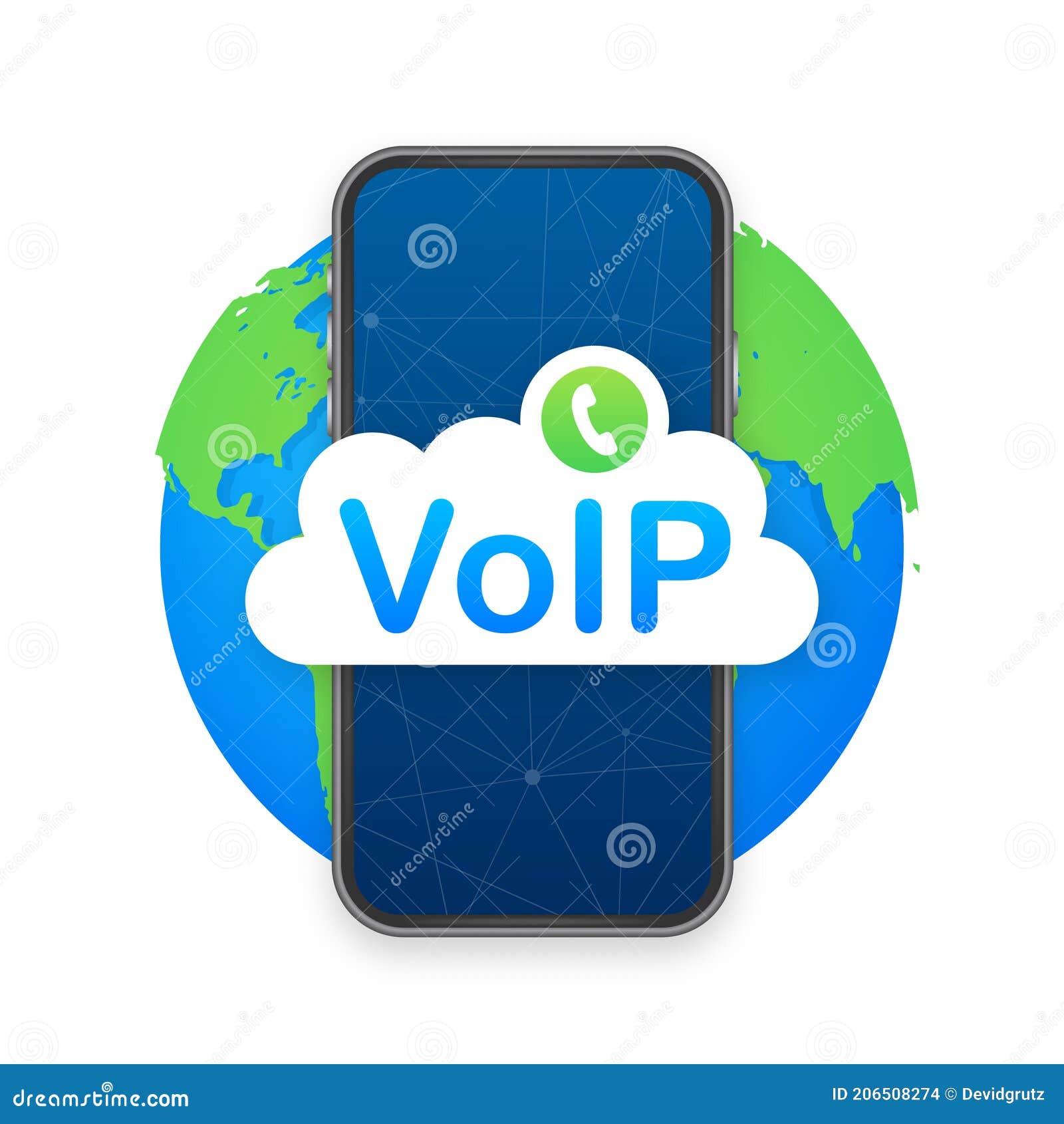VoIP Technology, Voice Over IP. Internet Calling Banner. Vector ...