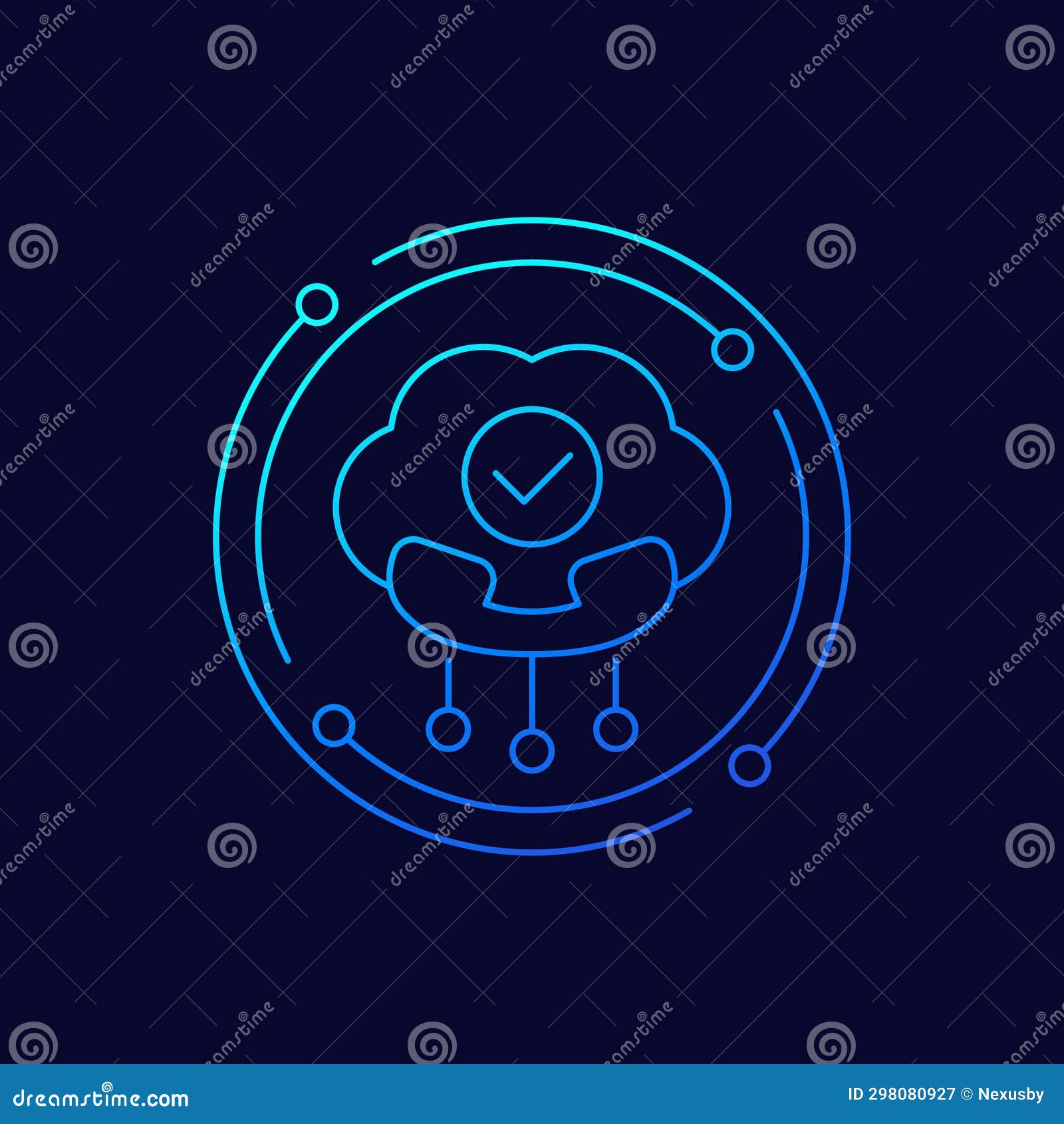 Voip Telephony Icon with a Cloud, Linear Design Stock Illustration ...