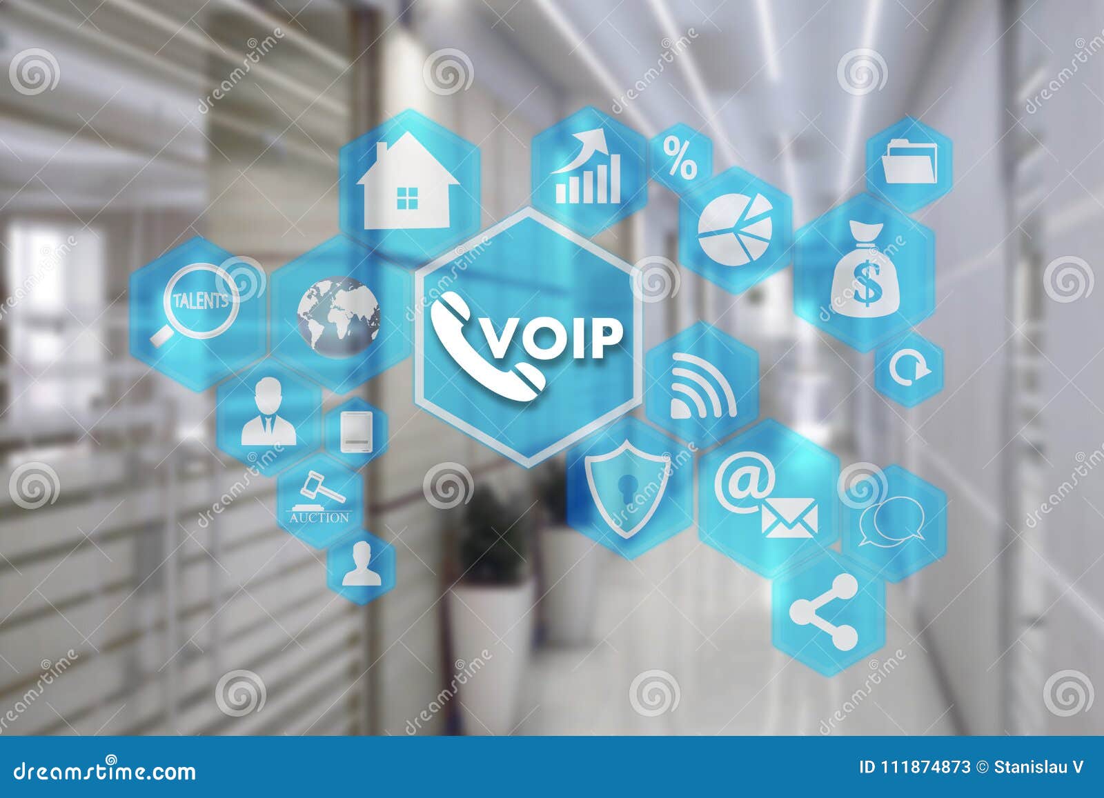 VOIP On The Touch Screen With A Blur Background Of The Office.The ...
