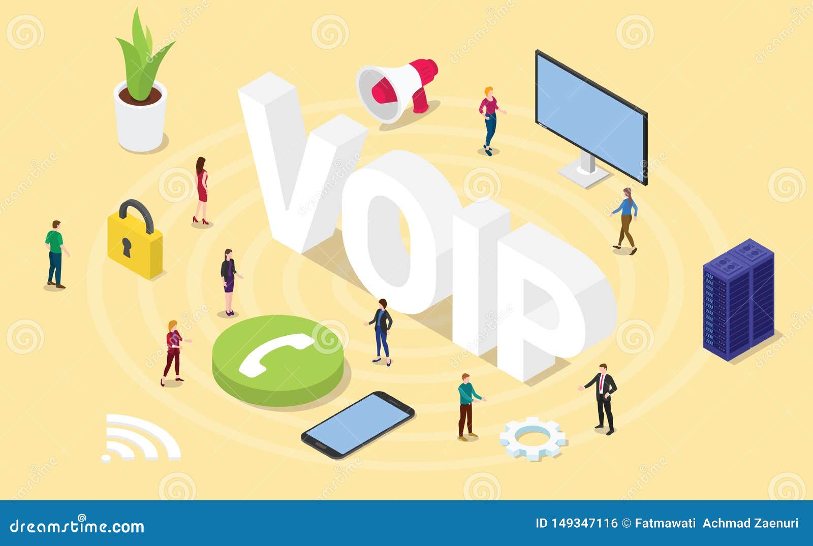 Voip Voice Over Internet Protocol Concept with Big Words and Team ...