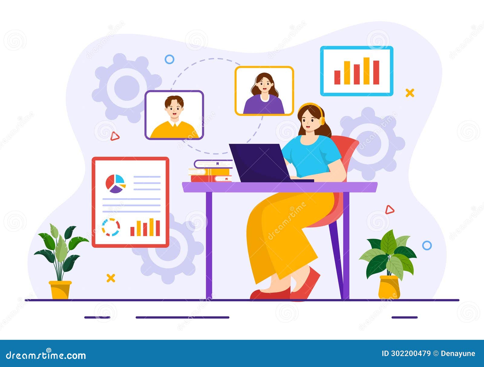 VOIP or Voice Over Internet Protocol Vector Illustration with Telephony ...