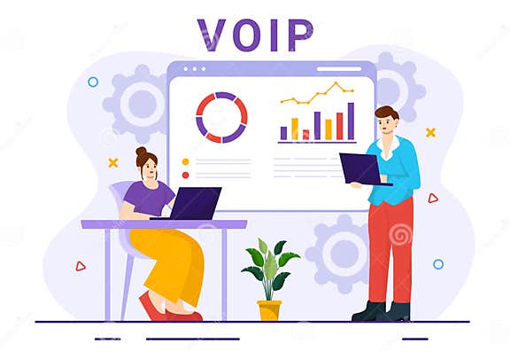 VOIP or Voice Over Internet Protocol Vector Illustration with Telephony ...