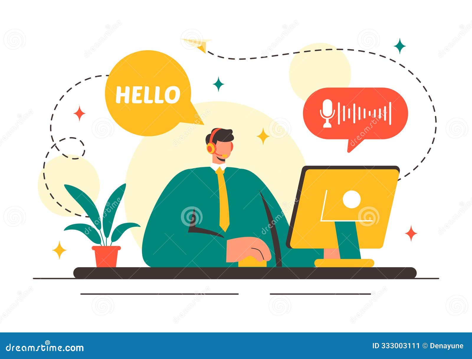 VOIP or Voice Over Internet Protocol Vector Illustration with Telephony ...