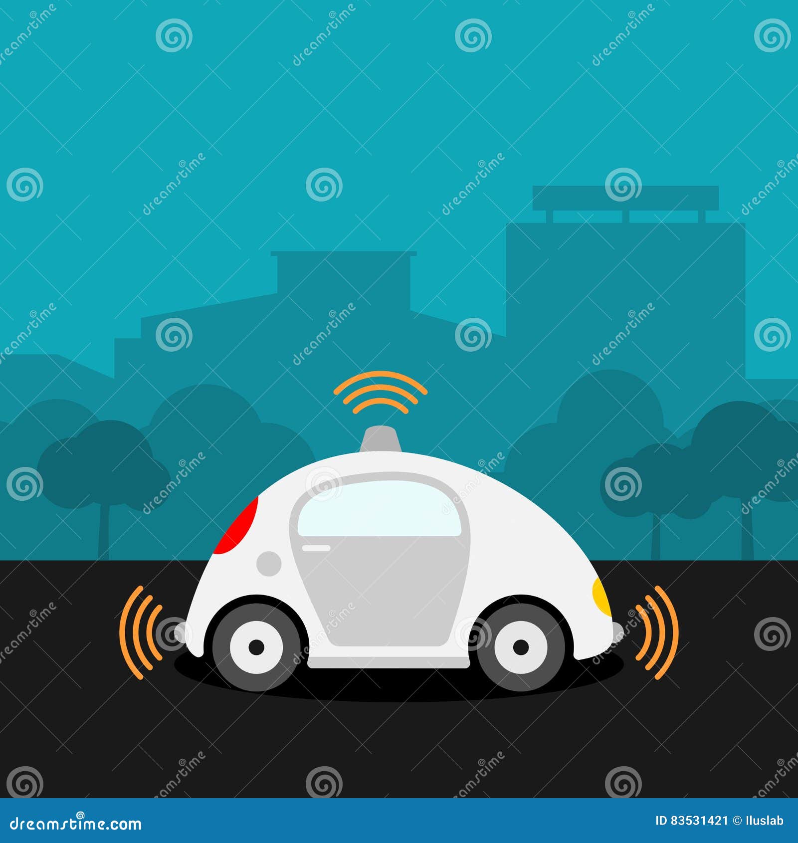 Voiture Driverless Sur L'illustration De Rue Illustration de Vecteur ...