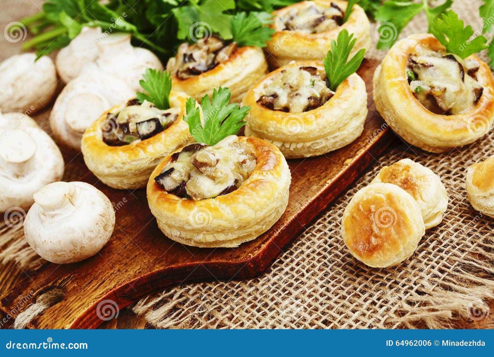 Vol Au Vent with Mushroom Stuffing Stock Photo - Image of dough, baking ...