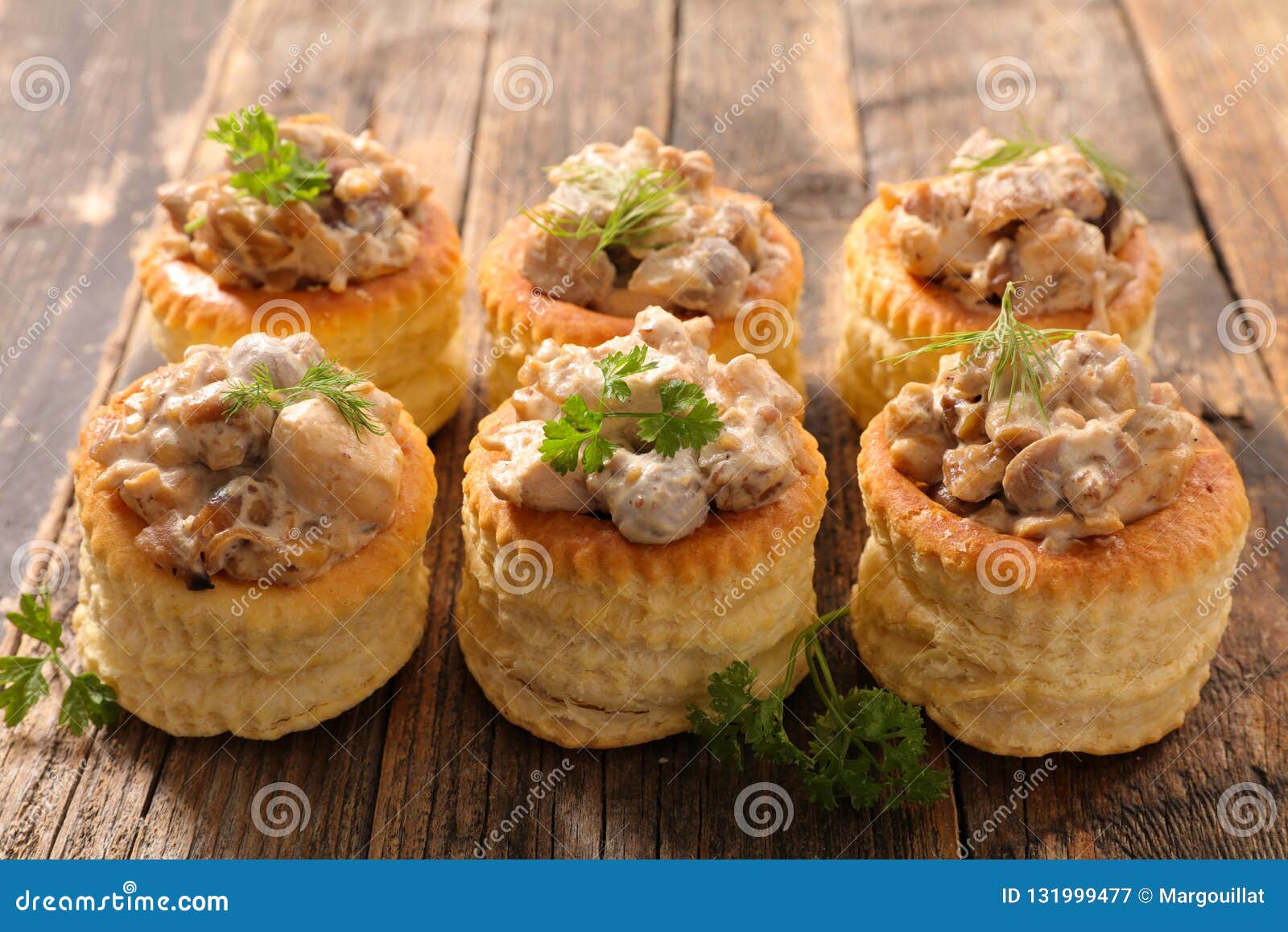 Vol au vent stock image. Image of wood, filling, canape - 131999477