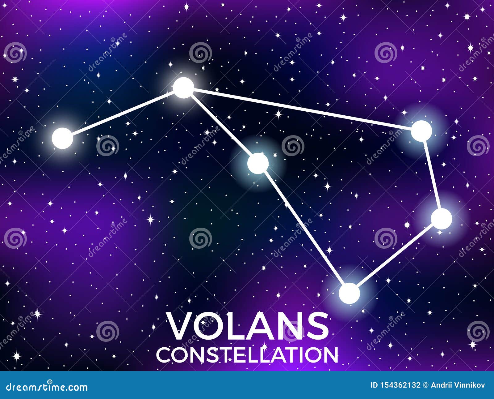 Volans Constellation. Starry Night Sky. Cluster of Stars and Galaxies ...
