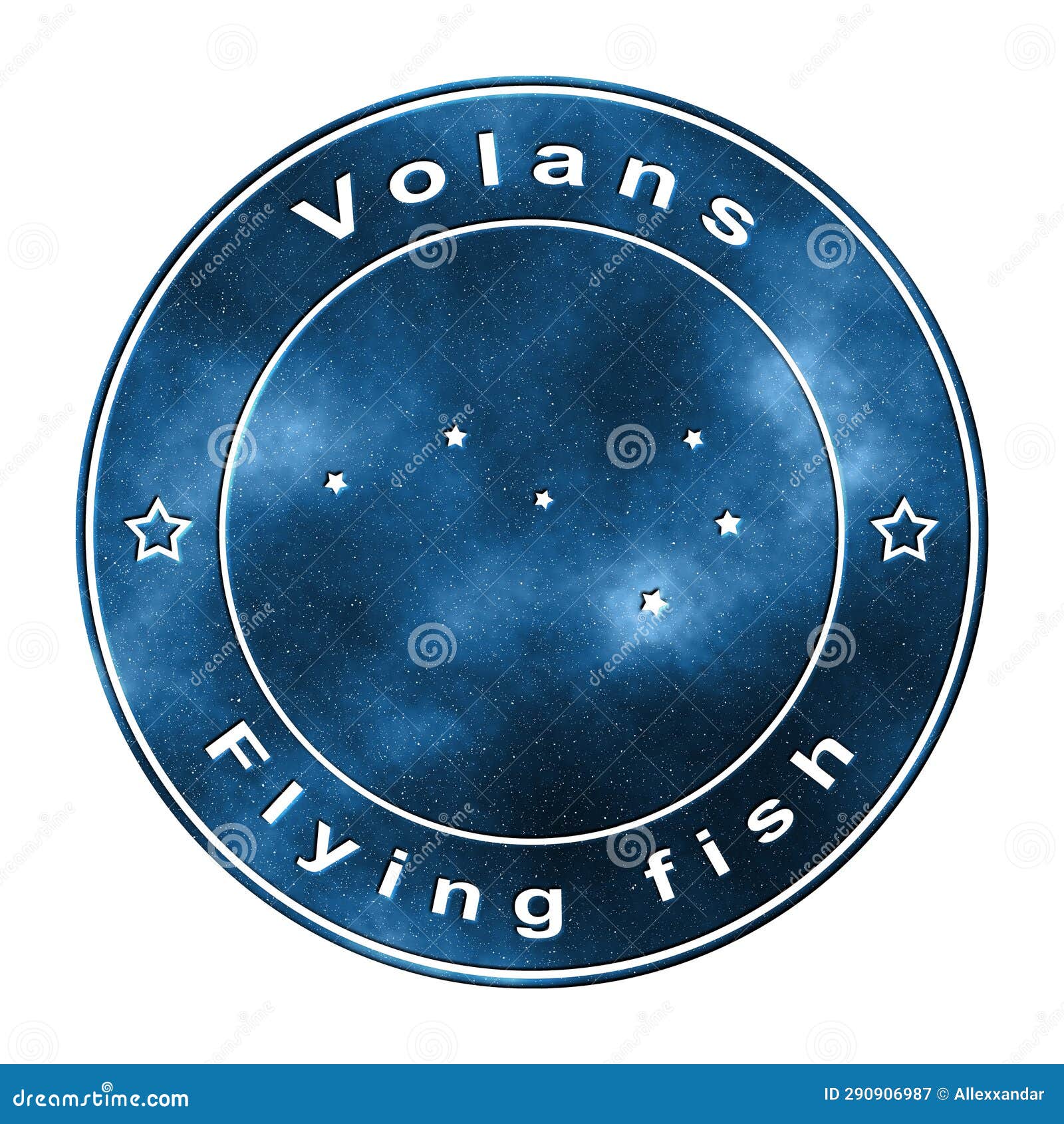 Volans The Flying Fish Constellation Map On A Starry Space Background ...