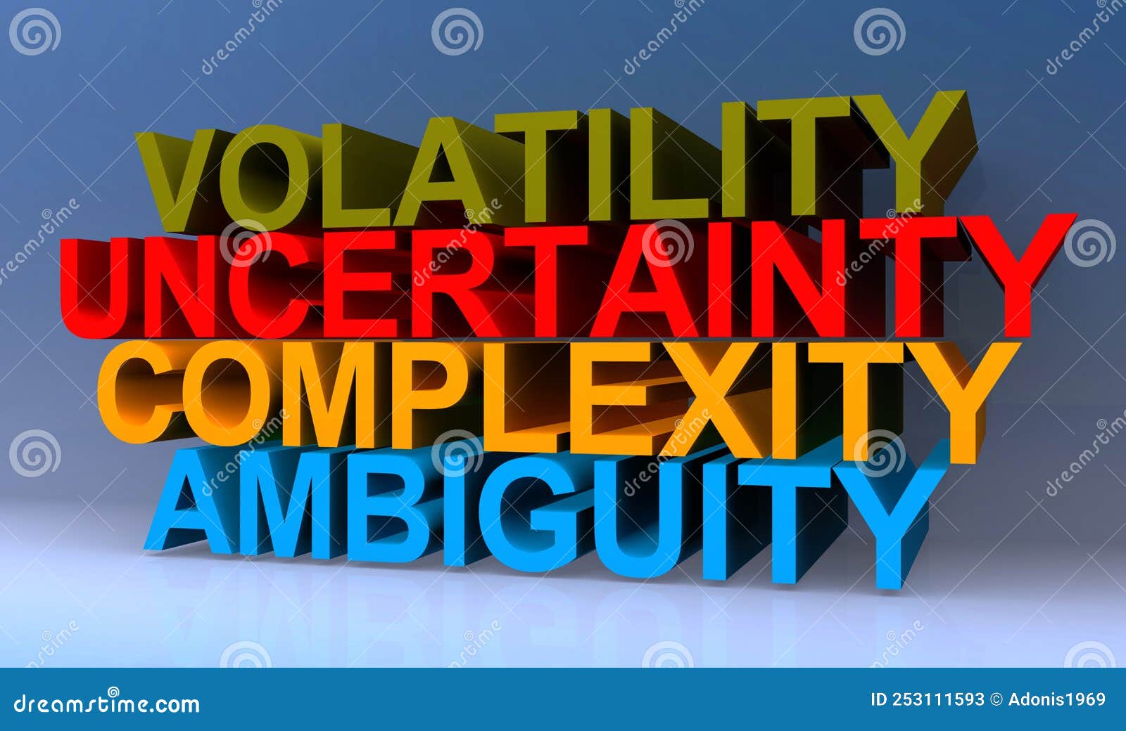 Volatility Uncertainty Complexity Ambiguity on Blue Stock Illustration ...