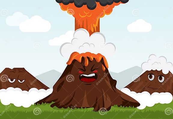 Volcan drôle illustration de vecteur. Illustration du roche - 95297604
