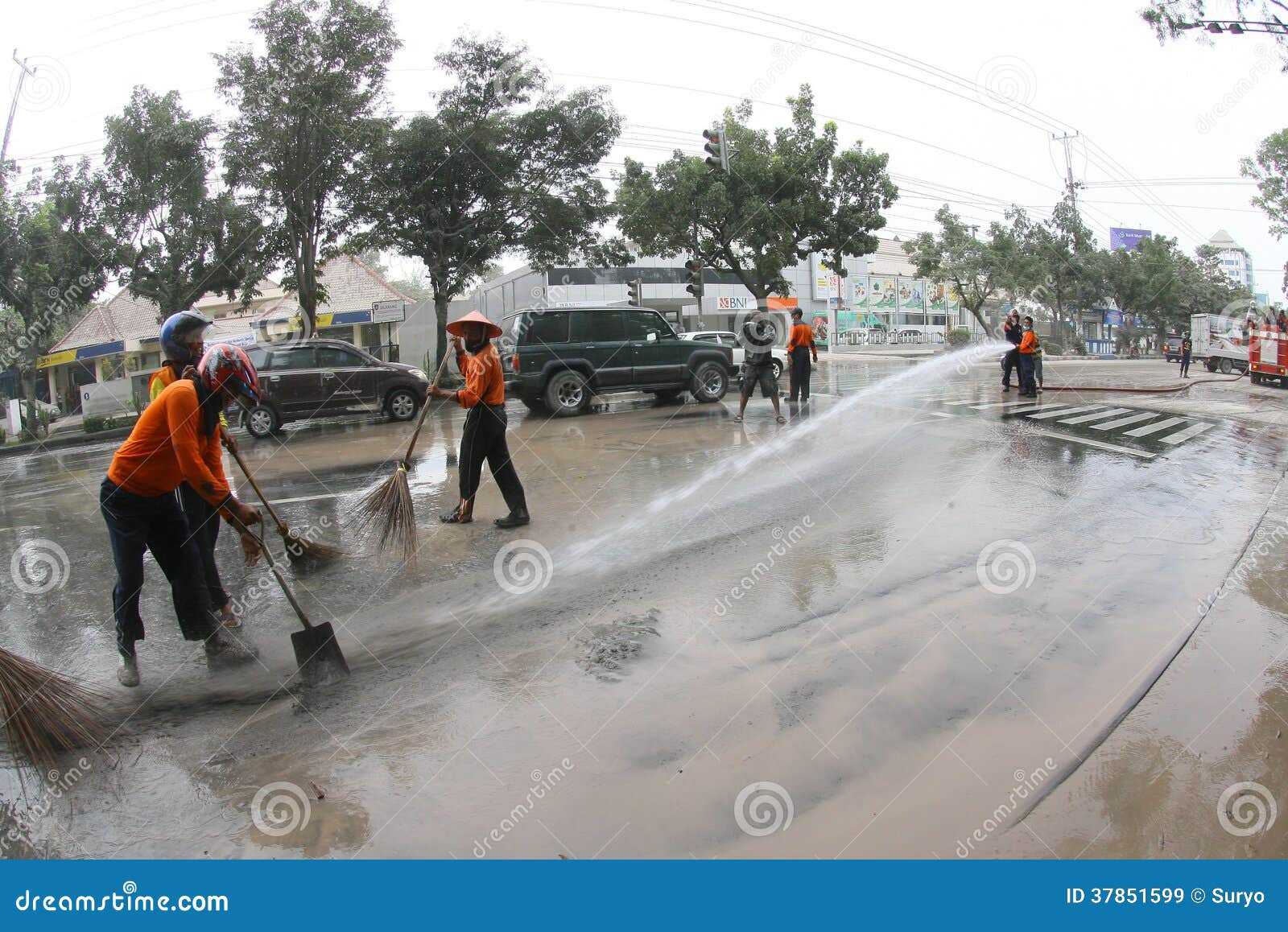 Volcanic ash clean up editorial stock image. Image of java - 37851599