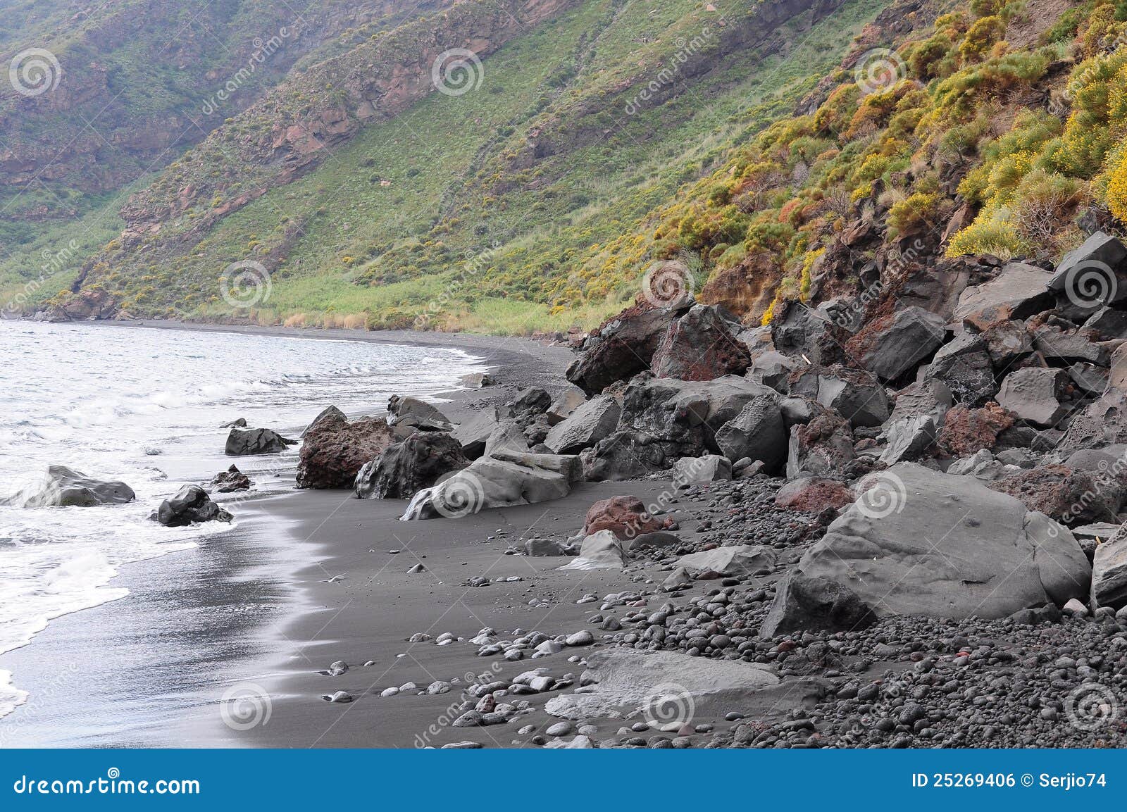 Volcanic beach. stock photo. Image of cliffs, geological - 25269406