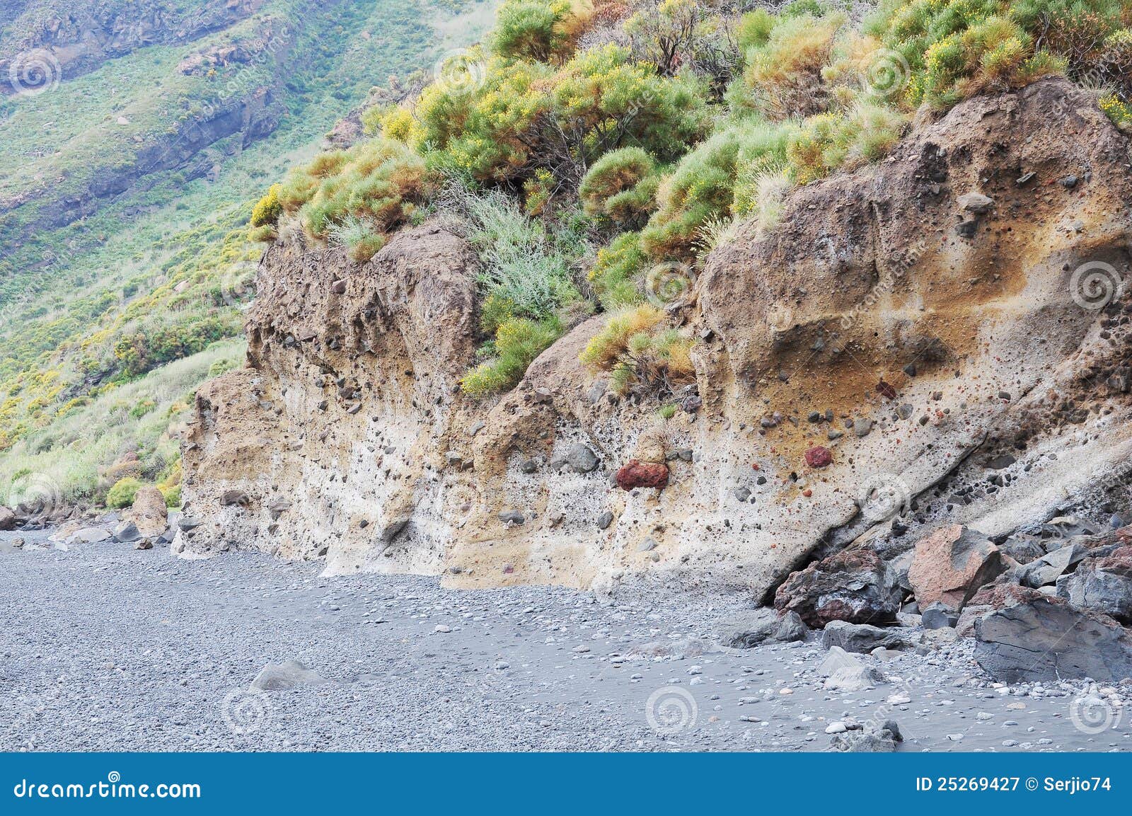 Volcanic beach. stock image. Image of climbing, beach - 25269427