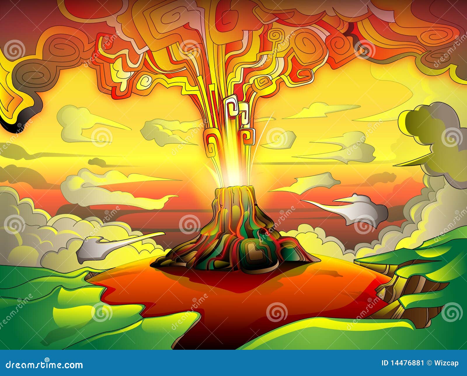 Volcanic eruption stock illustration. Illustration of colored - 14476881