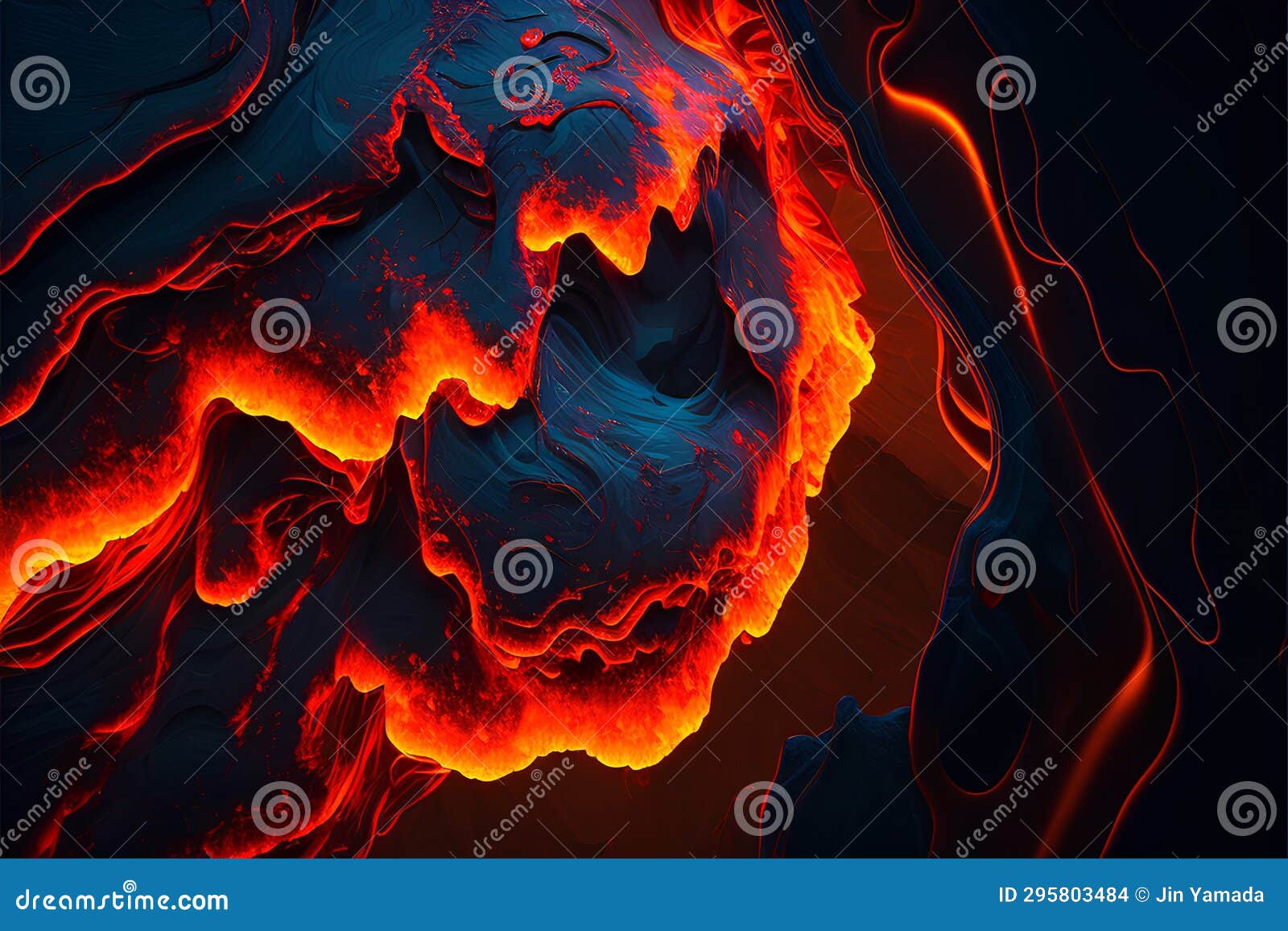 Volcanic Eruption. Abstract Background. 3D Illustration. Fire Stock ...