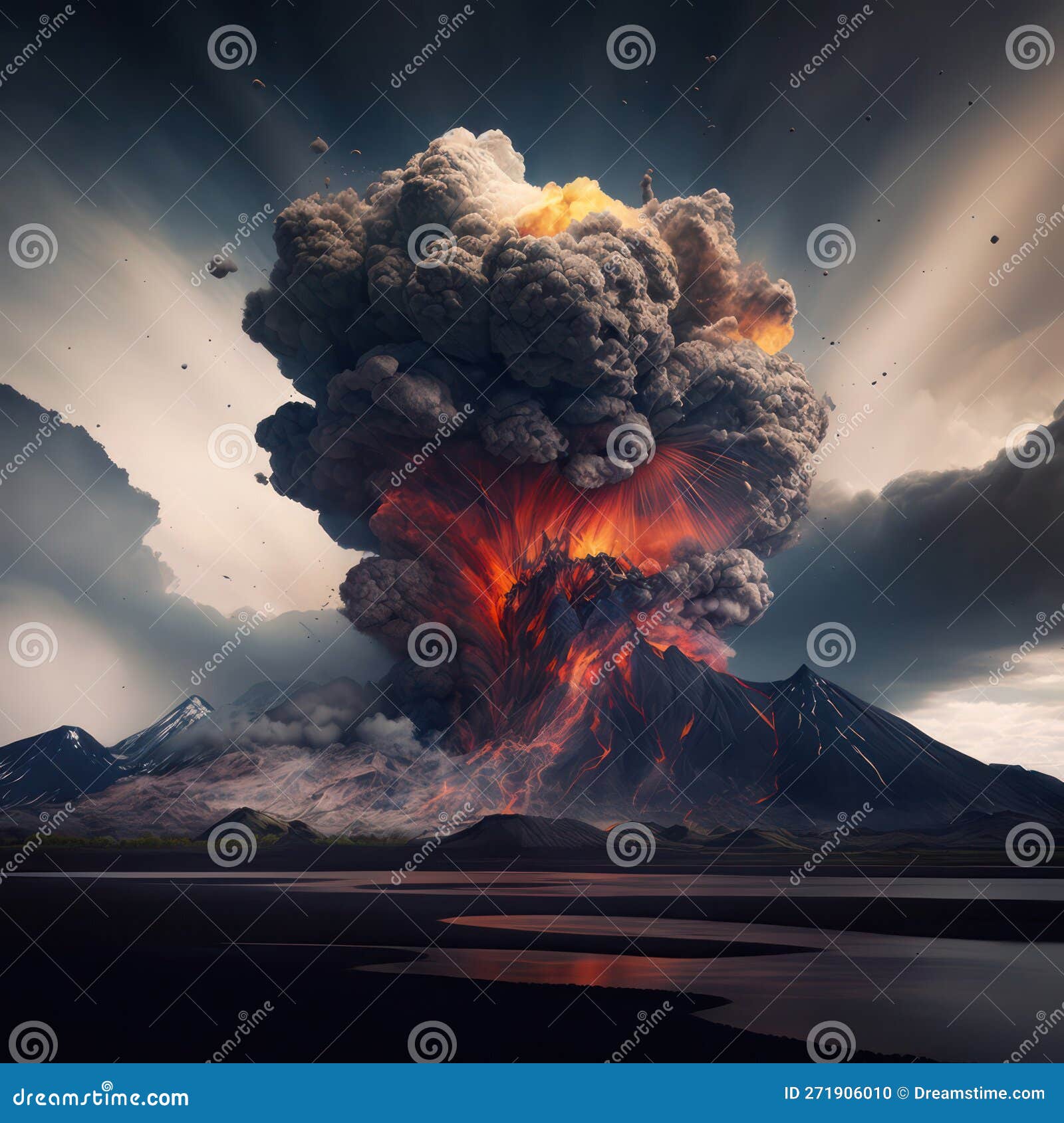 Volcanic Eruption Accompanied by the Release of Lava and Ash ...