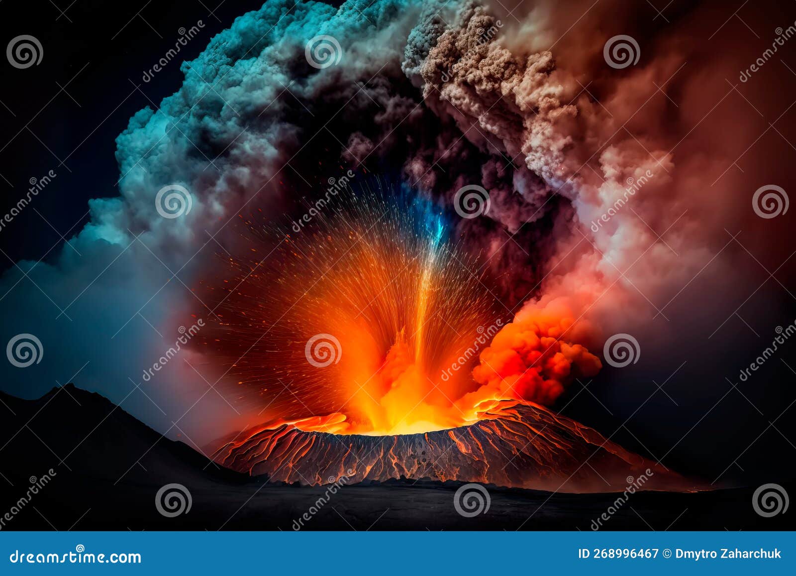 Volcanic Eruption, an Active Volcano Ejecting Lava into the Air ...