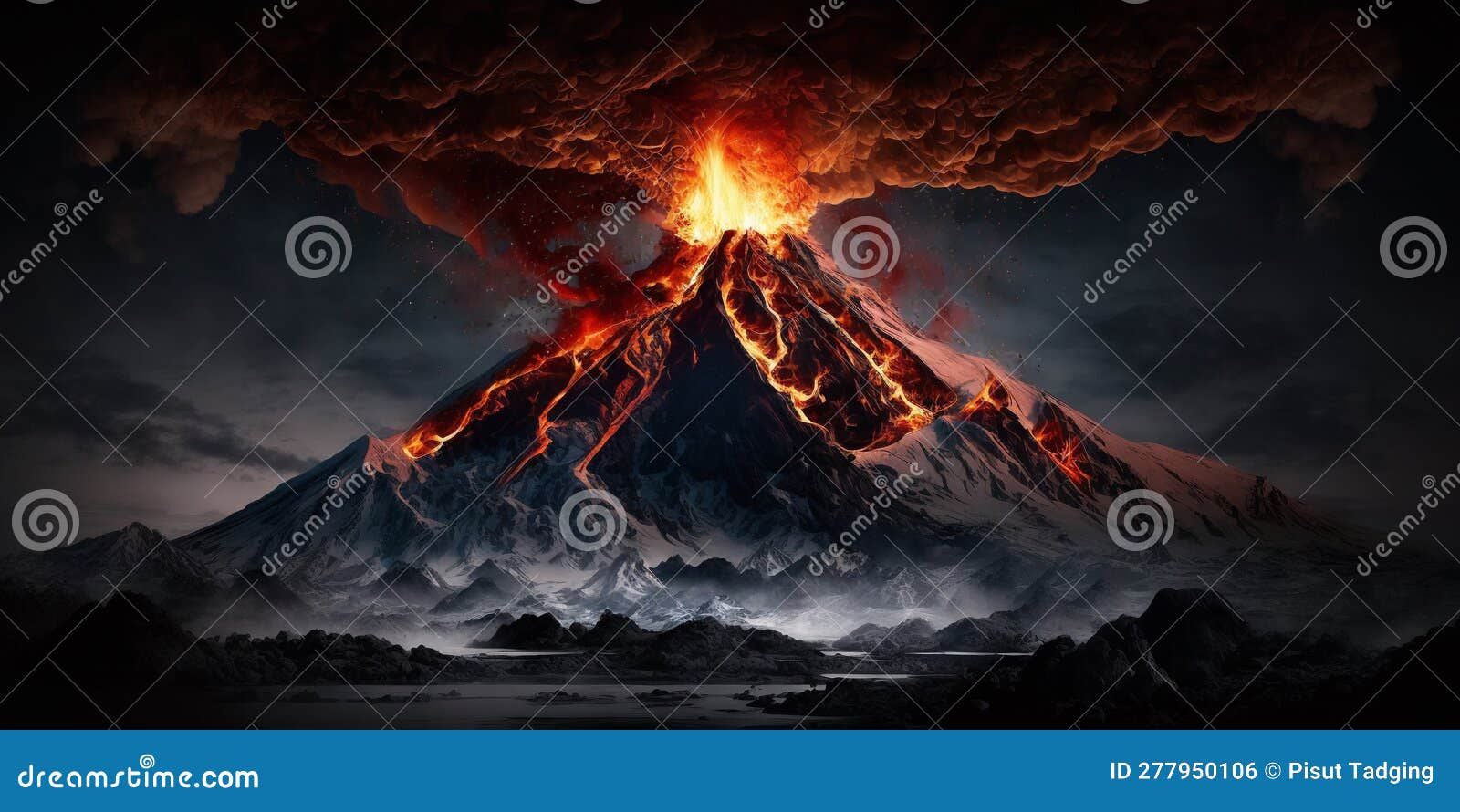 The Volcanic Eruption with AI Generated. Stock Illustration ...