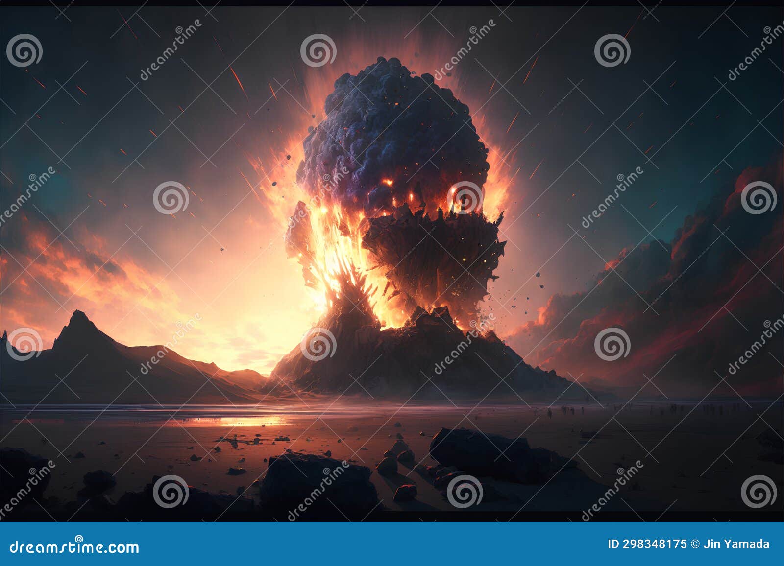 Volcanic Eruption. Big Explosion in the Sky Stock Illustration ...