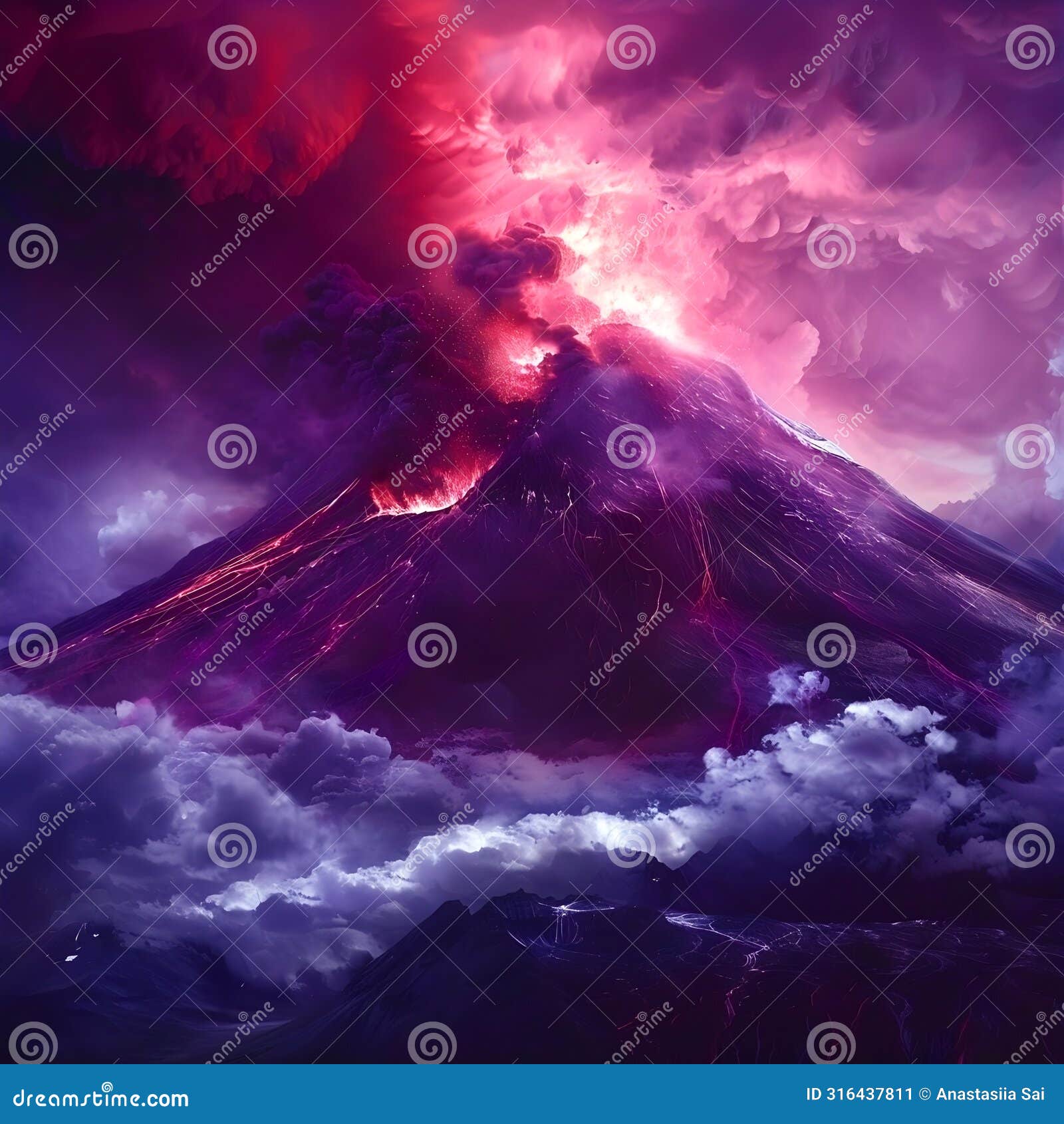 A volcanic eruption stock image. Image of crater, mountain - 316437811