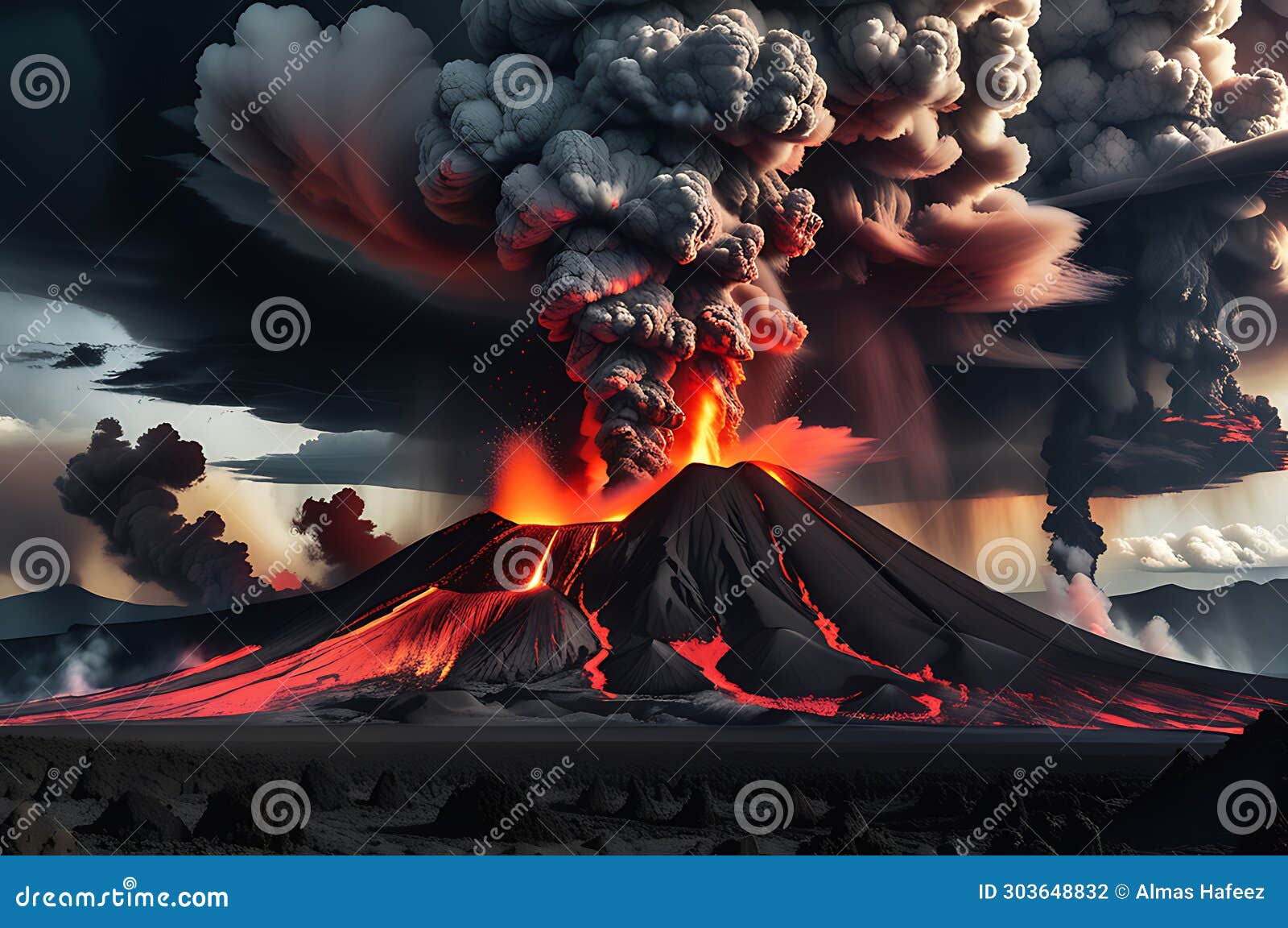 Volcanic Eruption Captured in Chiaroscuro Effect, Towering Plume of Ash ...