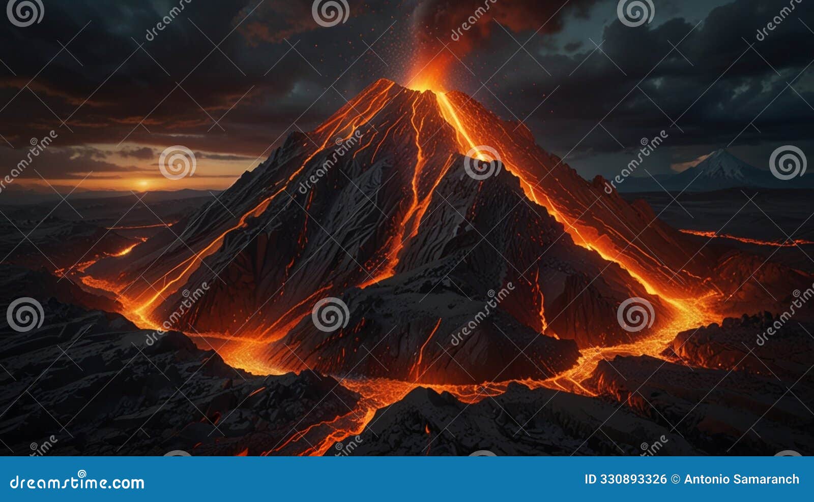Volcanic Eruption. Computer Digital Image Stock Illustration ...