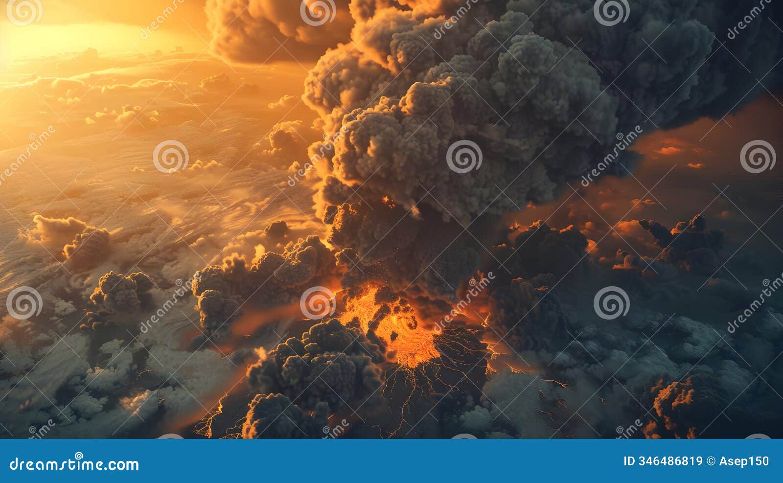 Volcanic Eruption 3D Illustration Stock Illustration - Illustration of ...
