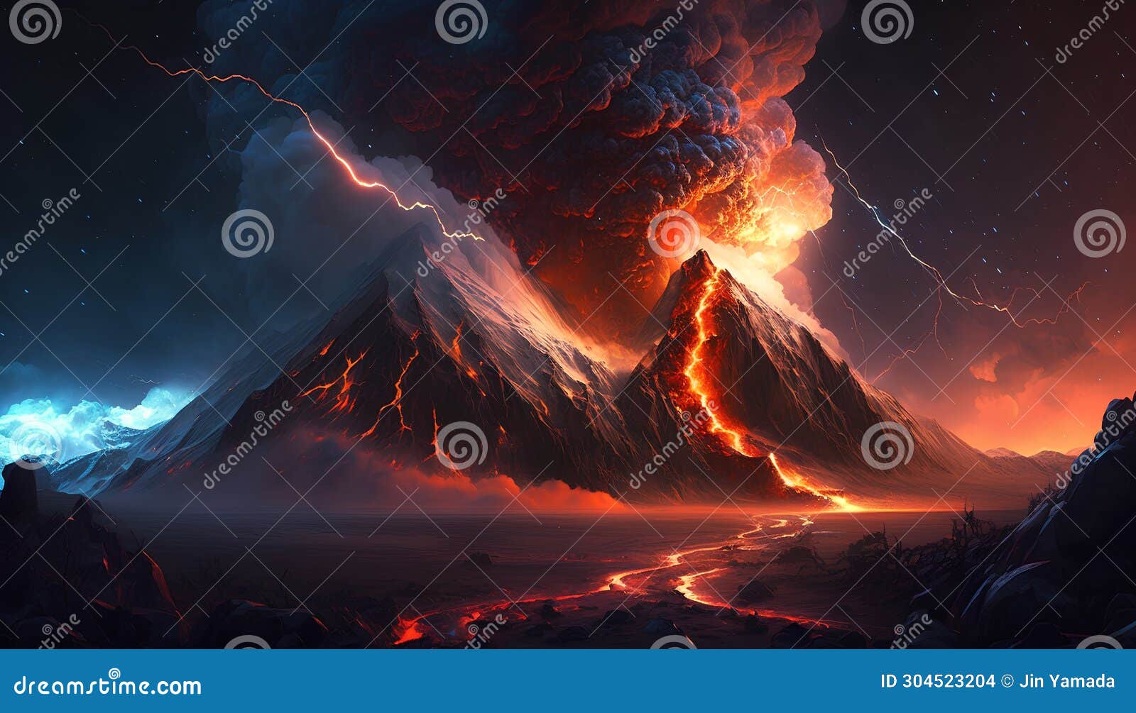 Volcanic Eruption. 3D Illustration. 3D CG. High Resolution Stock ...